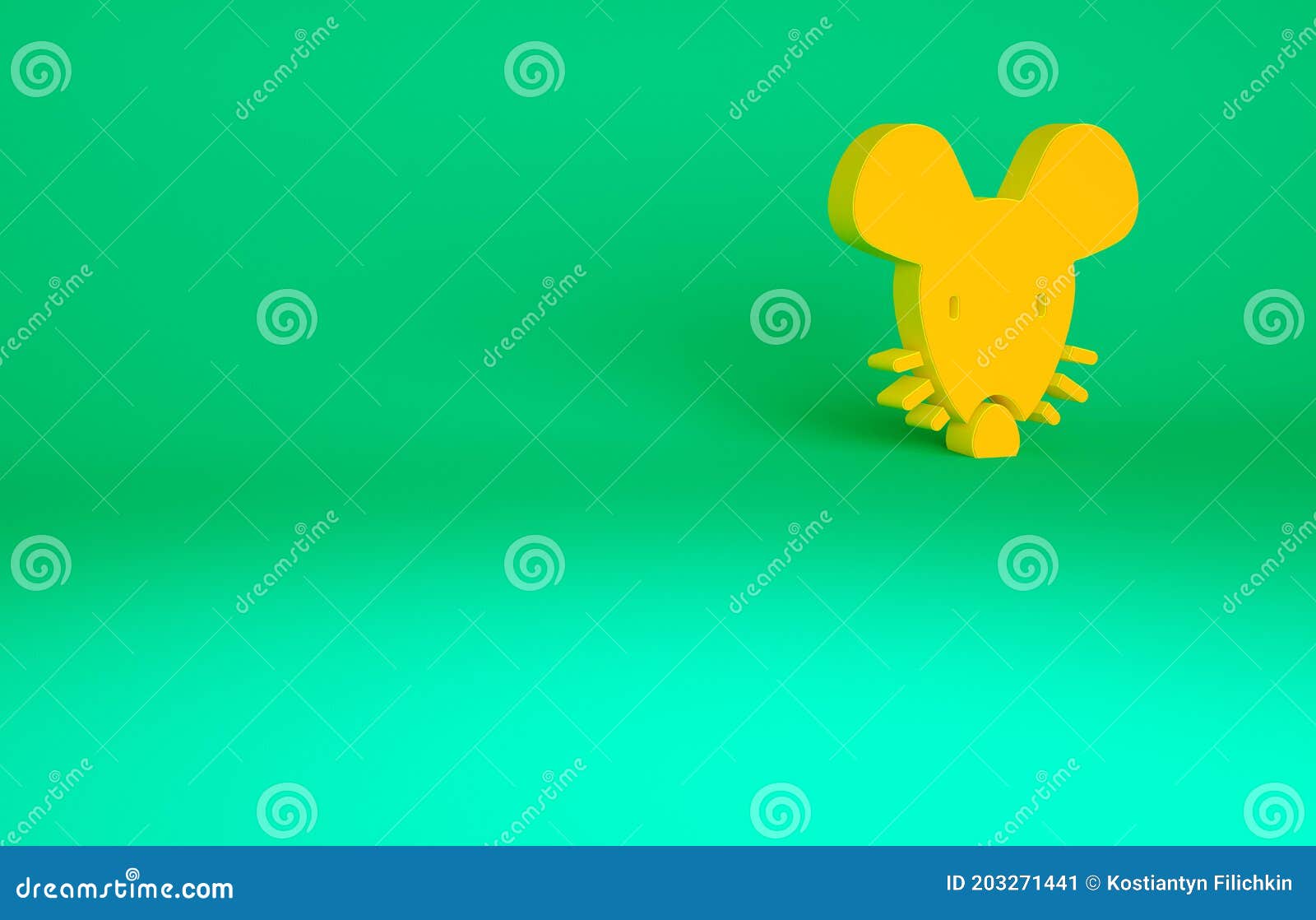 Orange Experimental Mouse Icon Isolated on Green Background. Minimalism ...