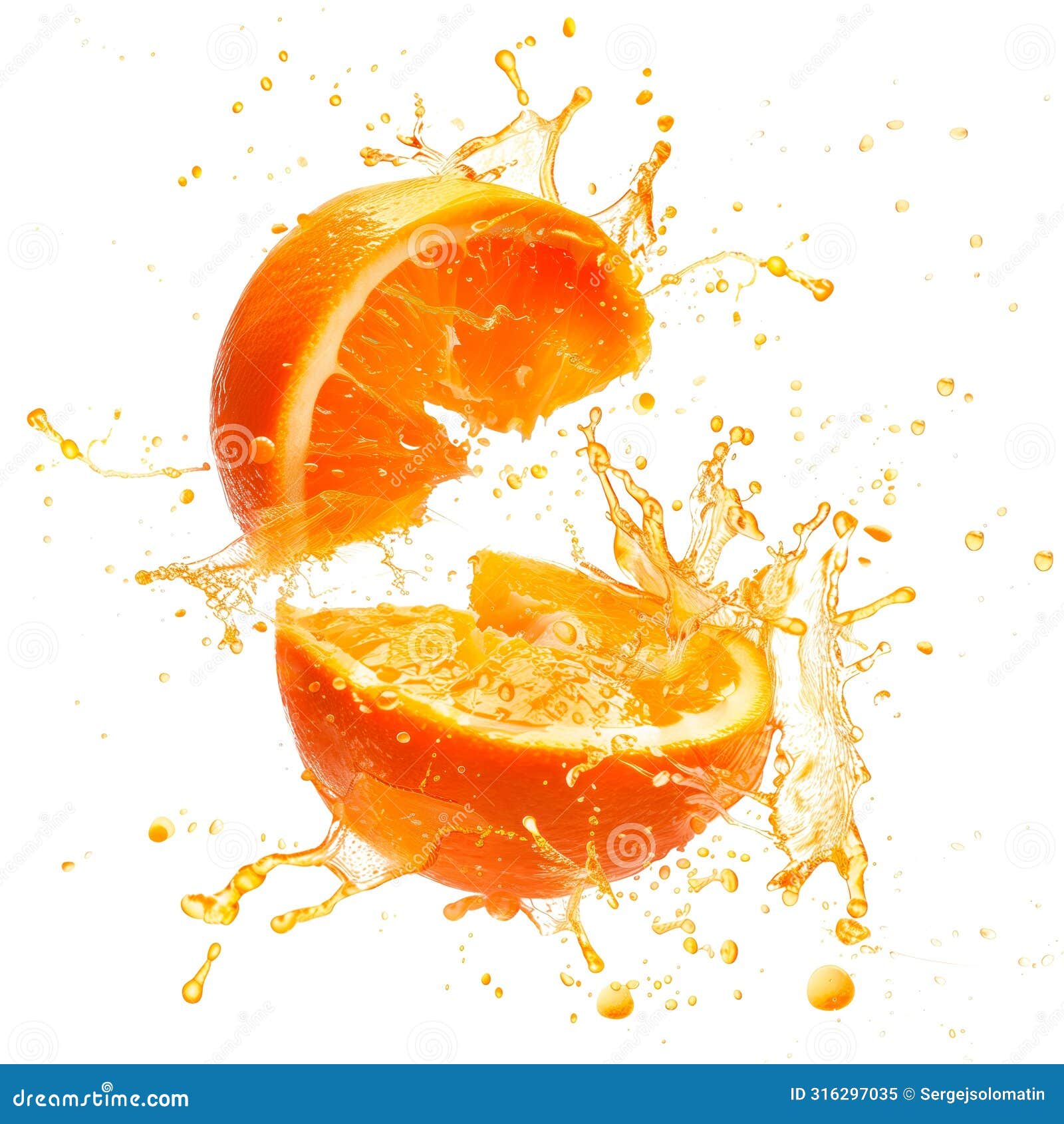 Orange Exploding and Bursting into Pieces with Juice Splatters in ...