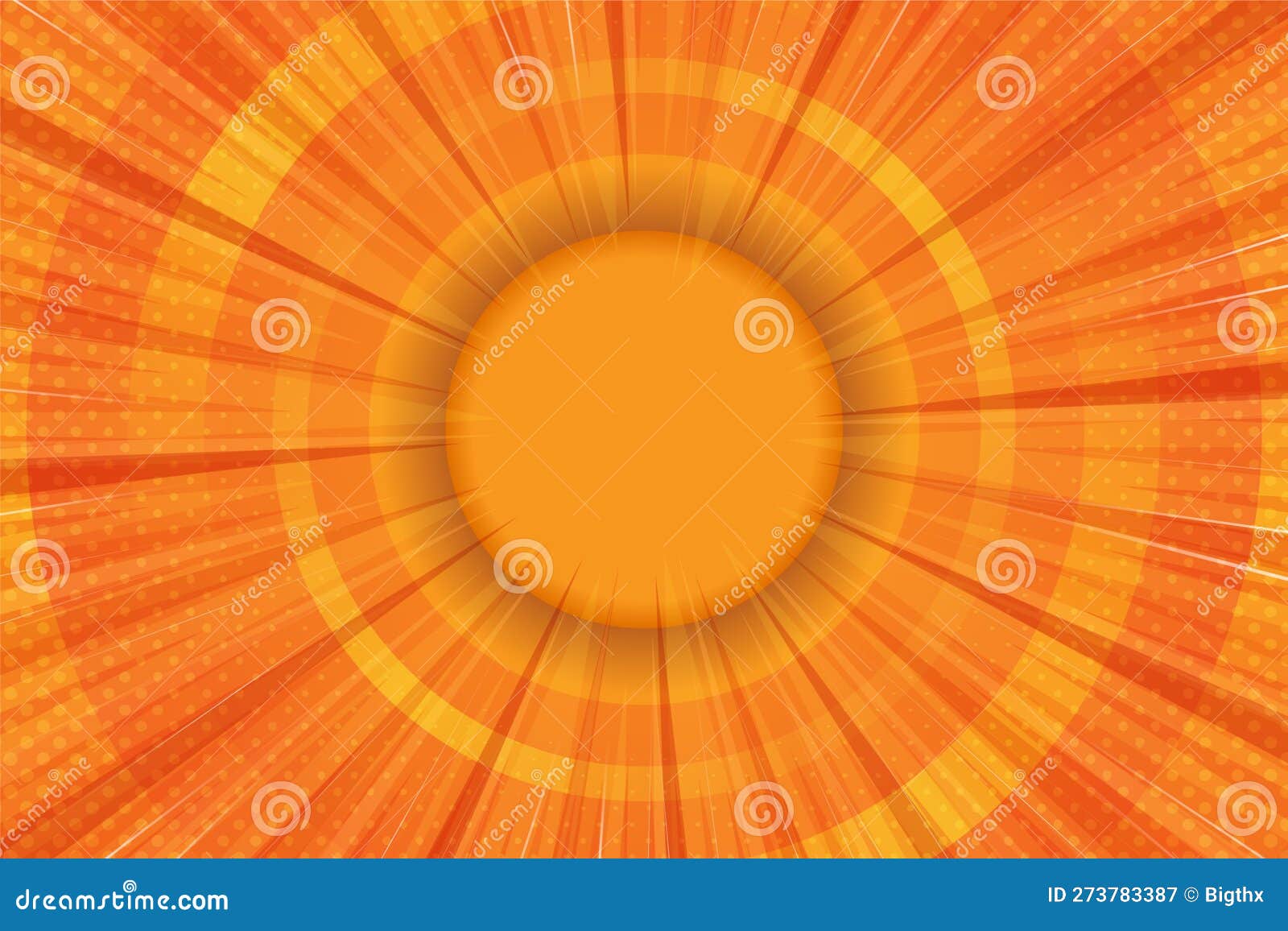 Orange Exploding Rays Background. Retro Pop Art Comic Book Style Stock ...