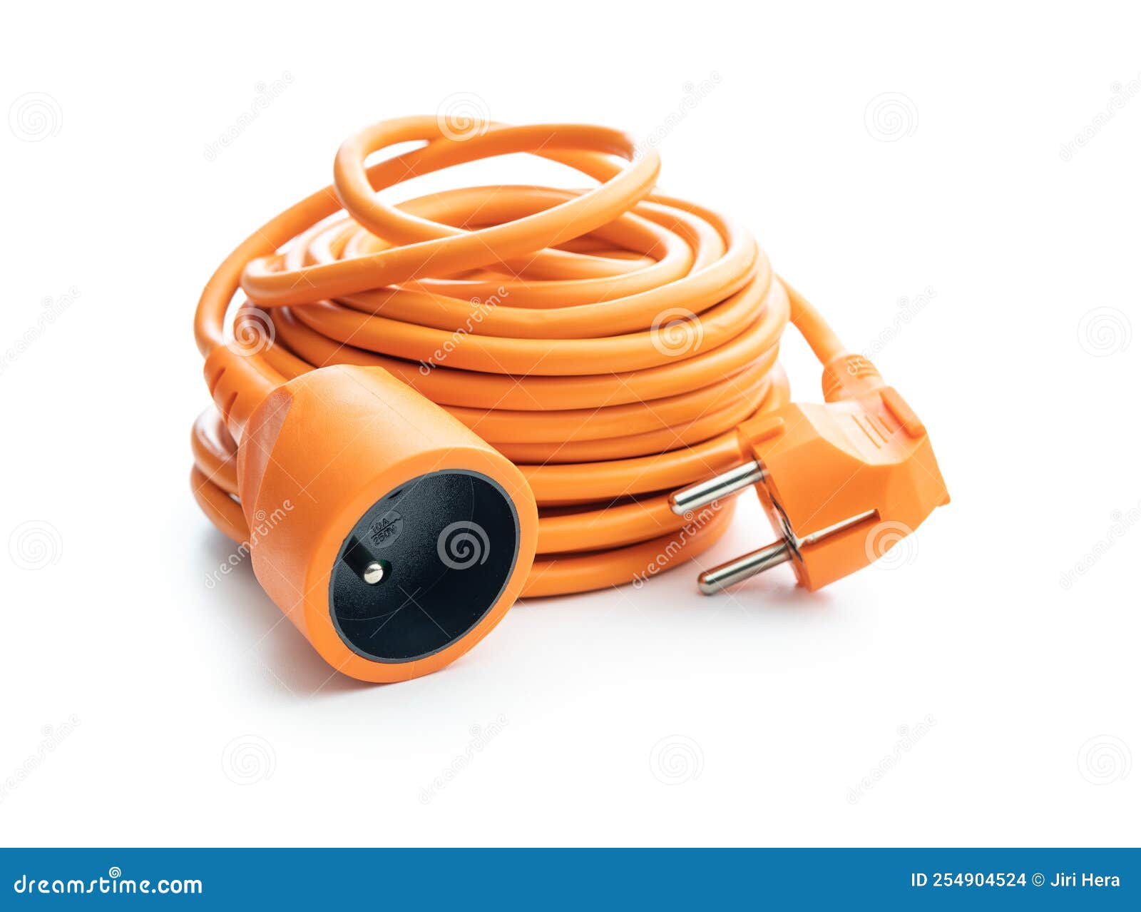 Orange Extension Power Cord Isolated on White Background Stock Photo ...