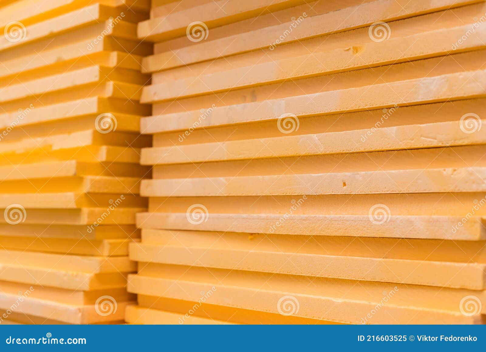 Orange Extruded Polystyrene Sheets in a Stack. Insulation for the ...
