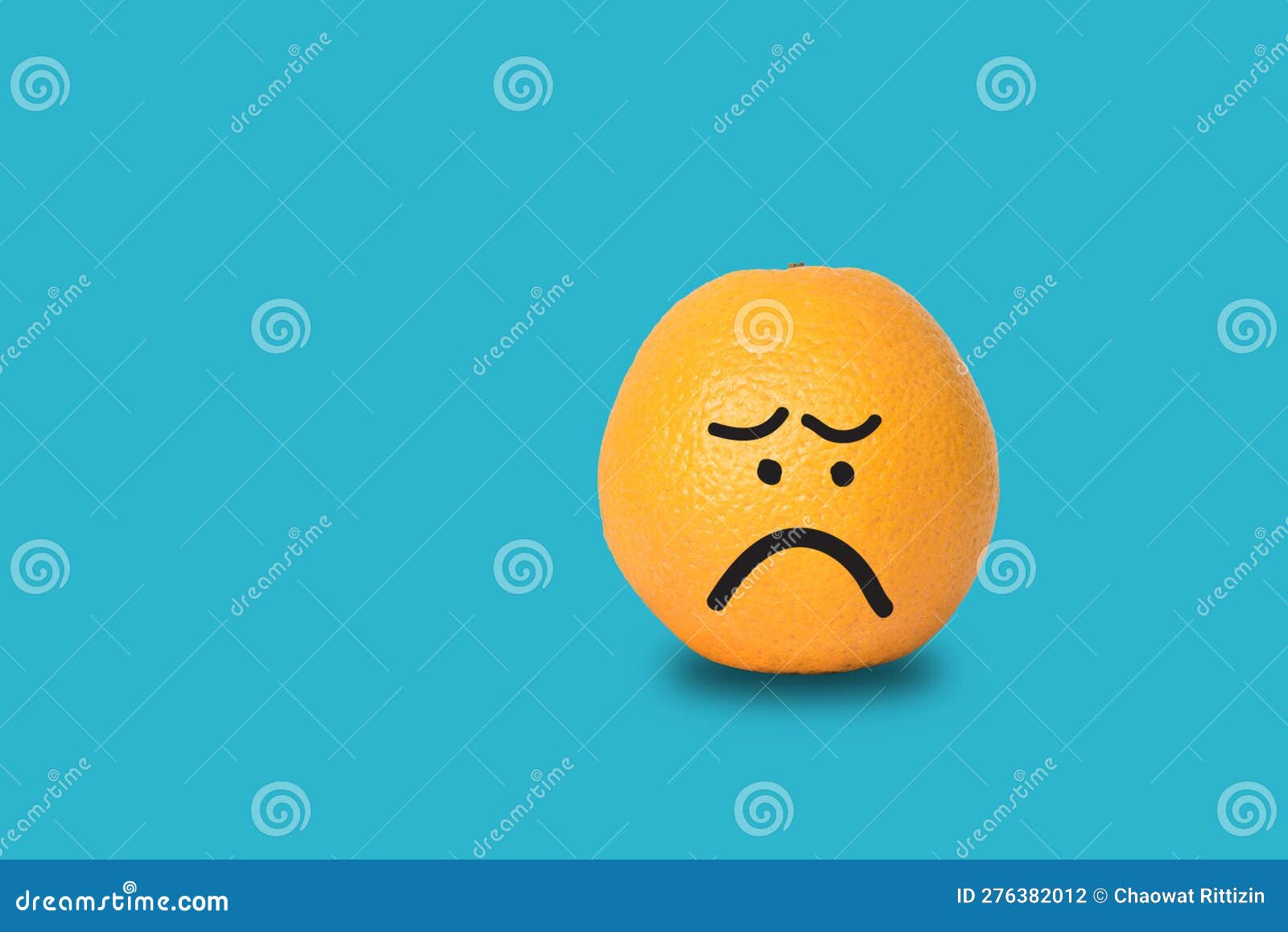 Orange Face Sad on Blue Background Stock Photo - Image of face ...