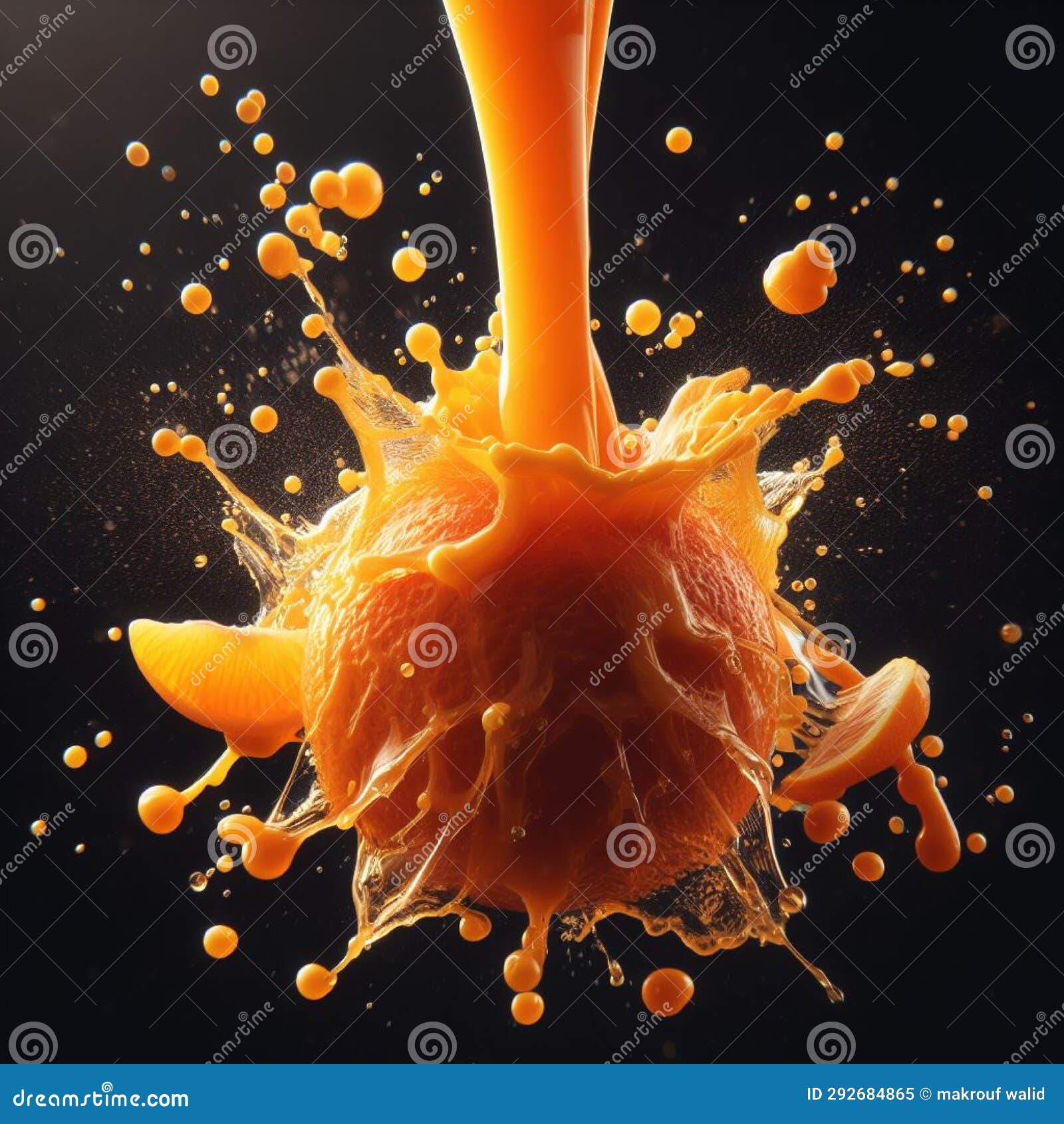 Orange Falling into the Juice Stock Illustration - Illustration of ...