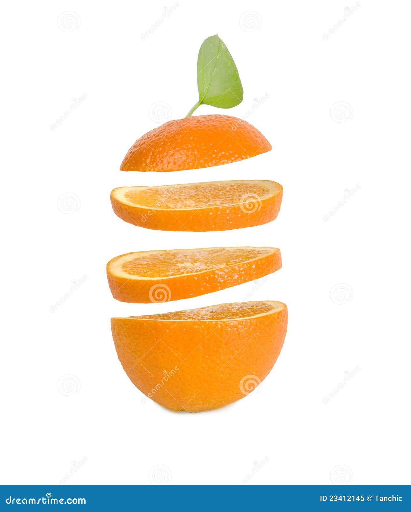 Orange with Falling Slices on a White Background Stock Image - Image of ...