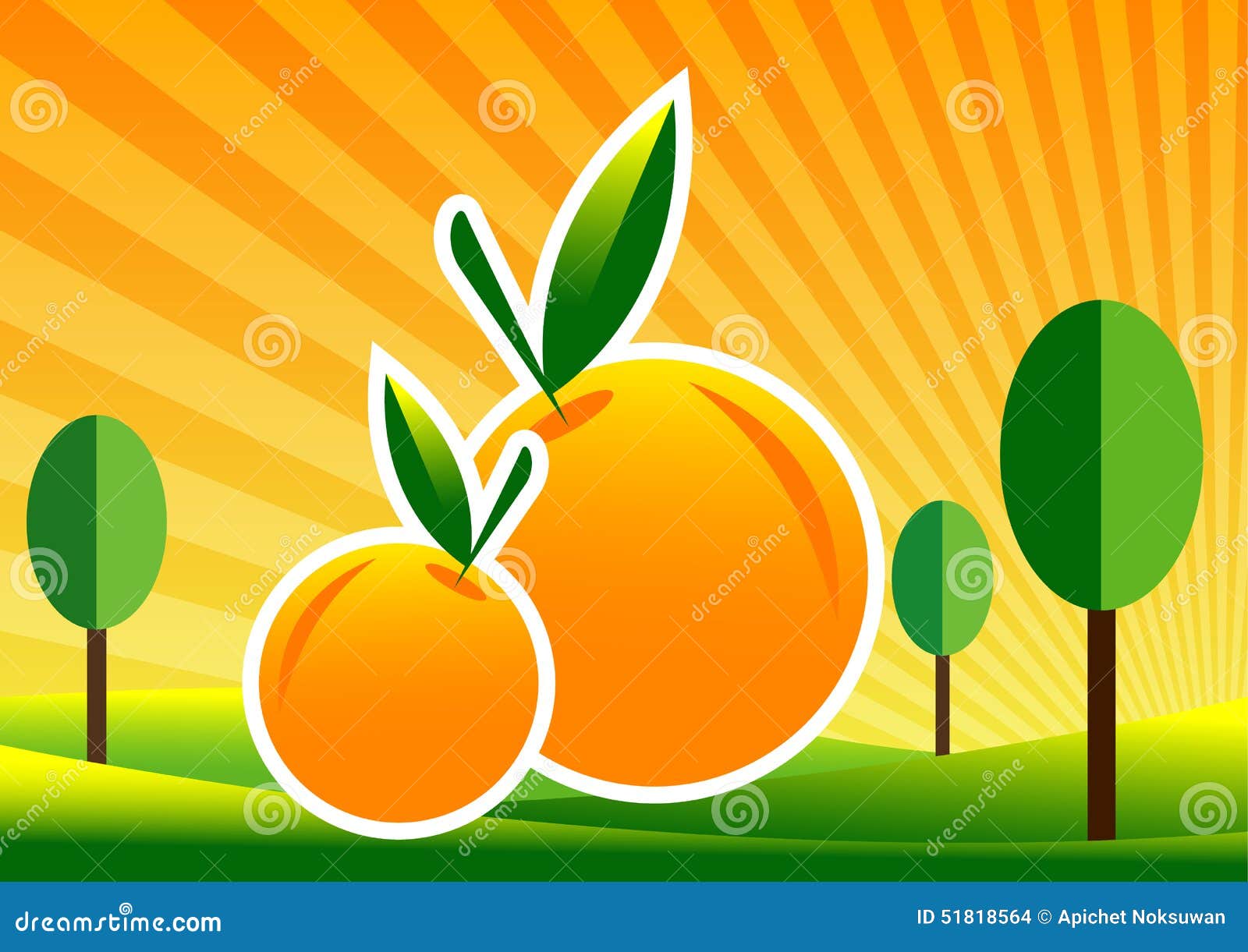 Orange farm stock vector. Illustration of farm, background - 51818564