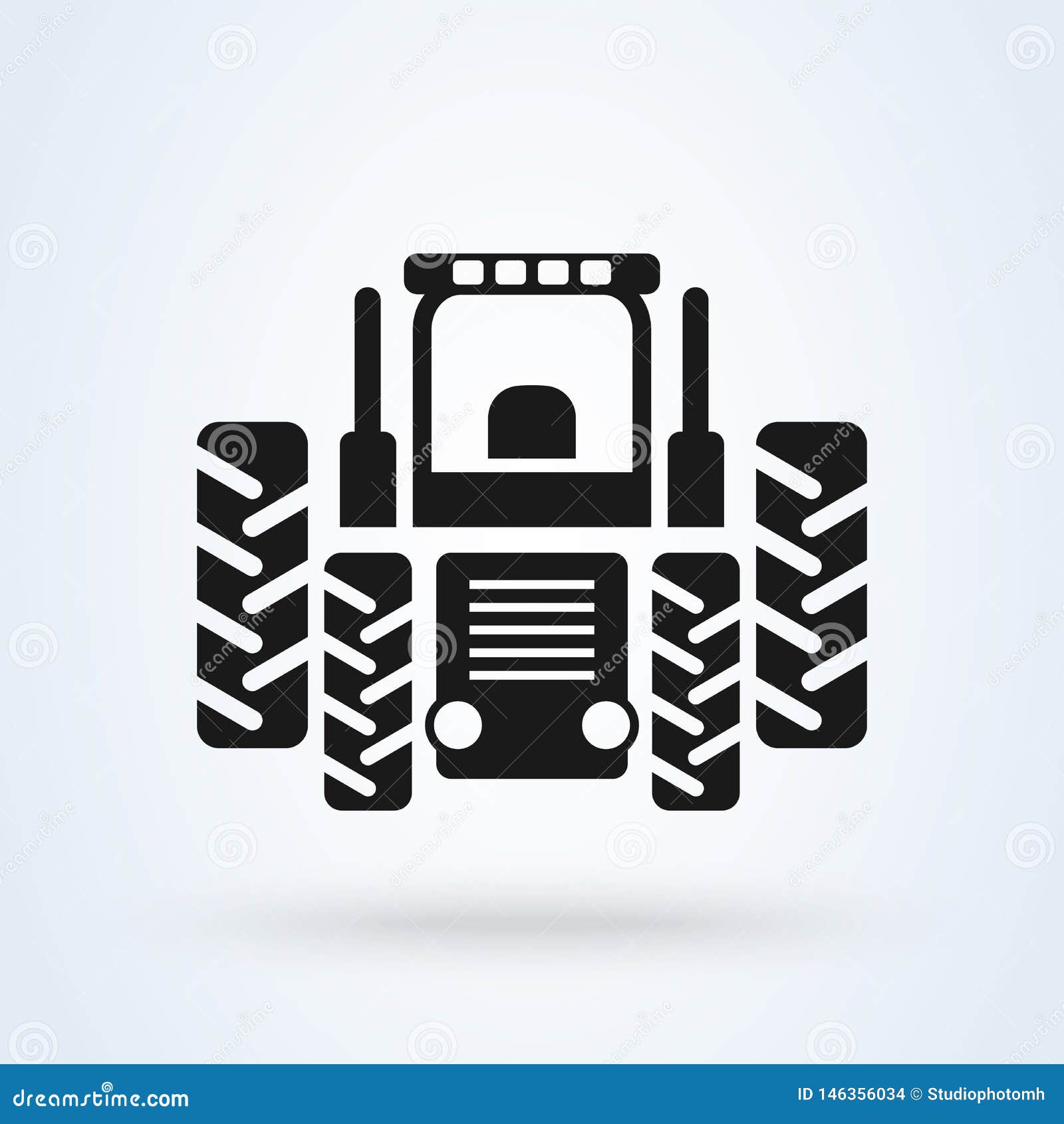 Orange Farm Tractor Front View. Vector Illustration Isolated Stock ...