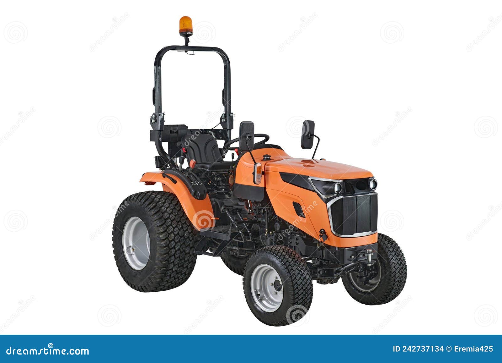 Orange farm tractor stock photo. Image of construction - 242737134