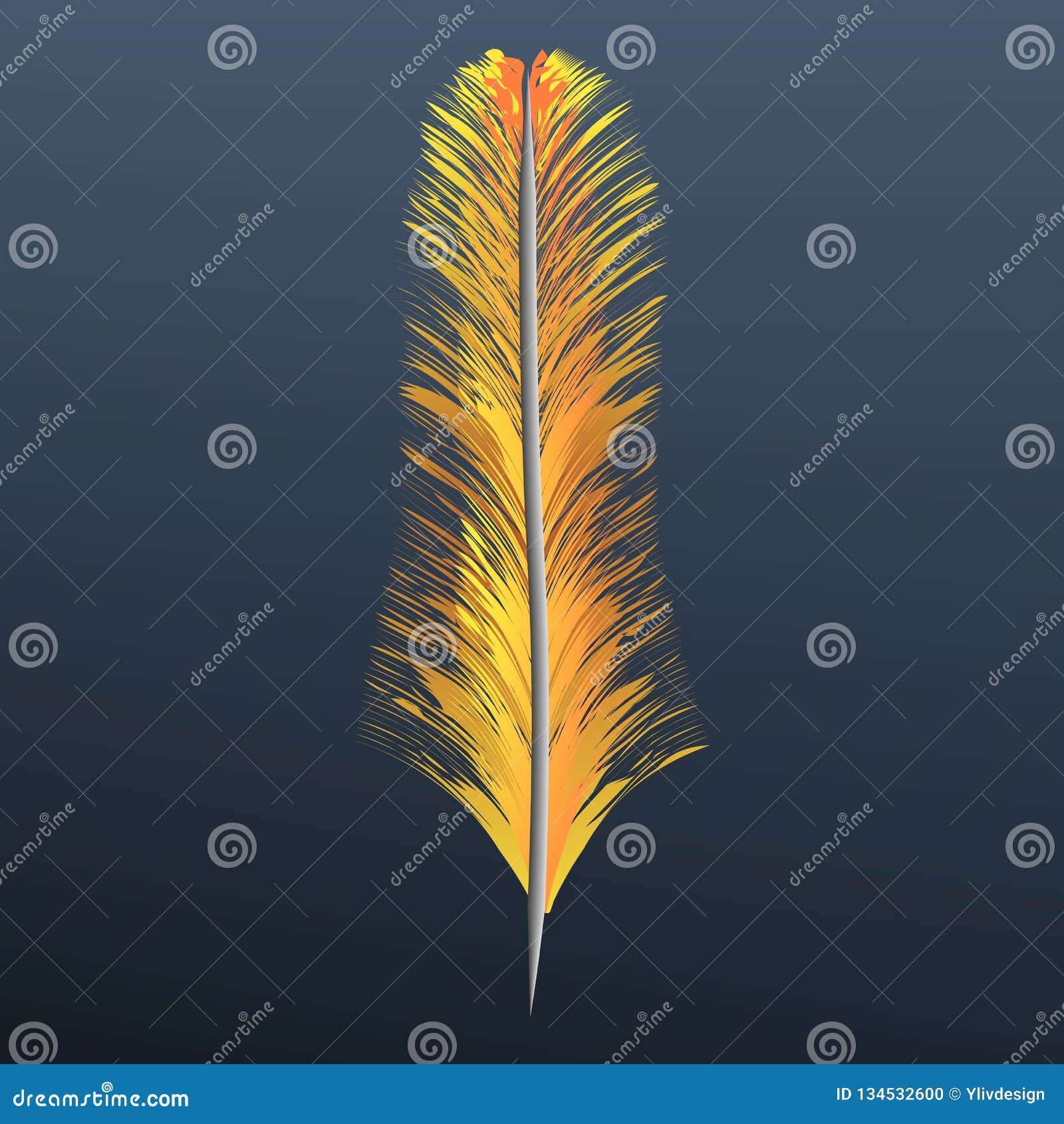 Orange Feather Icon, Realistic Style Stock Vector - Illustration of ...