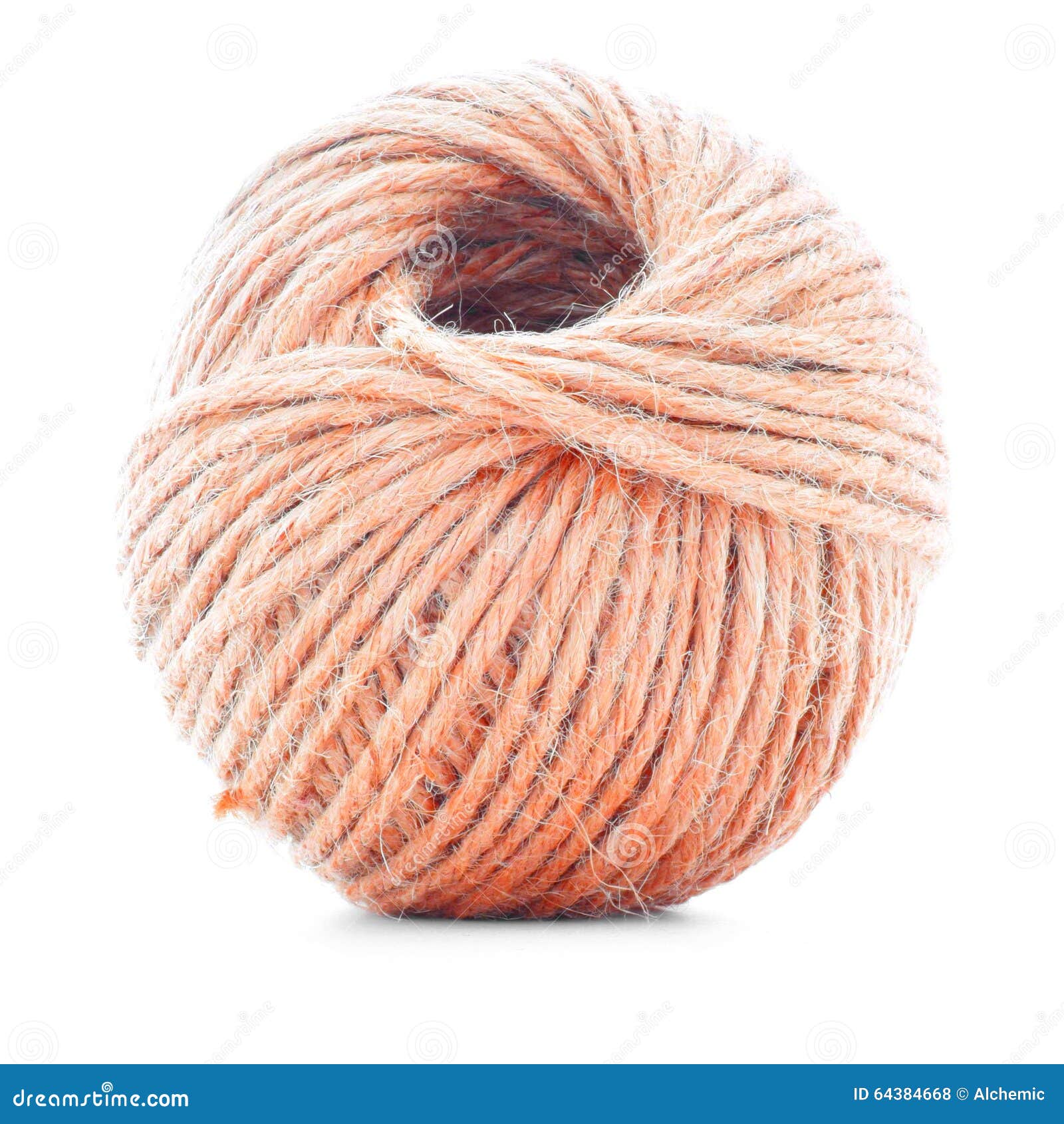 Orange Fiber Clew, Knitting Thread Roll Isolated on White Background ...