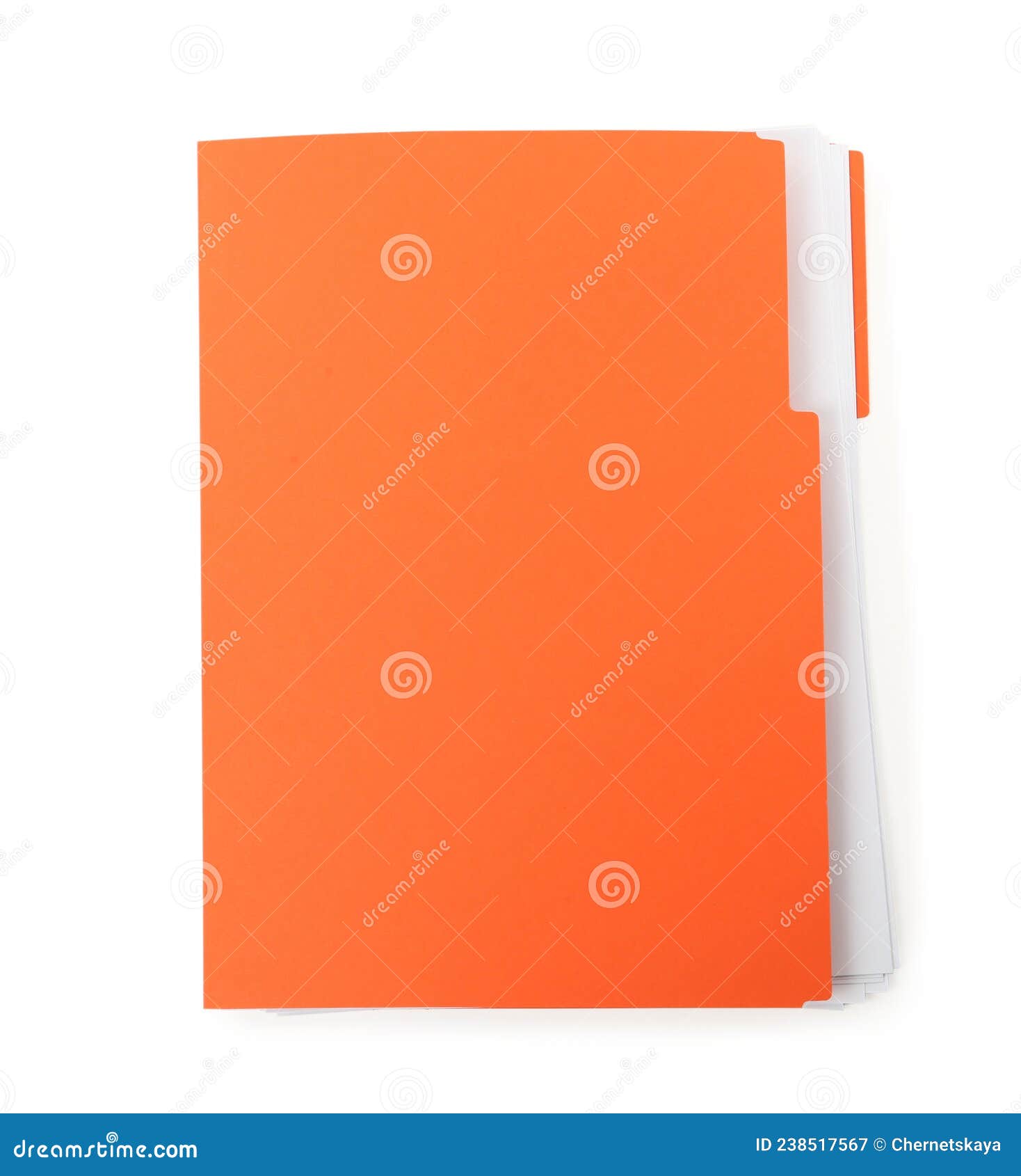 Orange File with Documents Isolated on White, Top View Stock Image ...