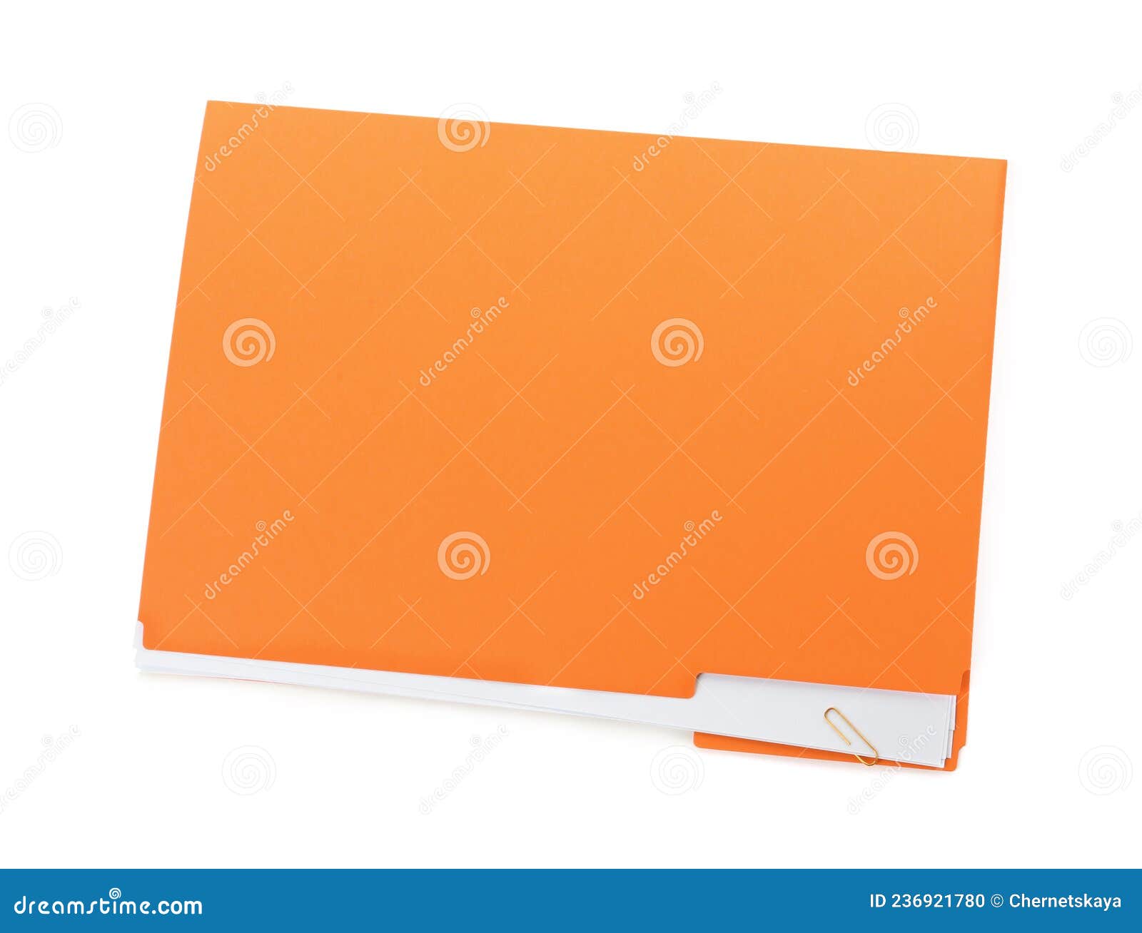 Orange File with Documents Isolated on White, Top View Stock Photo ...
