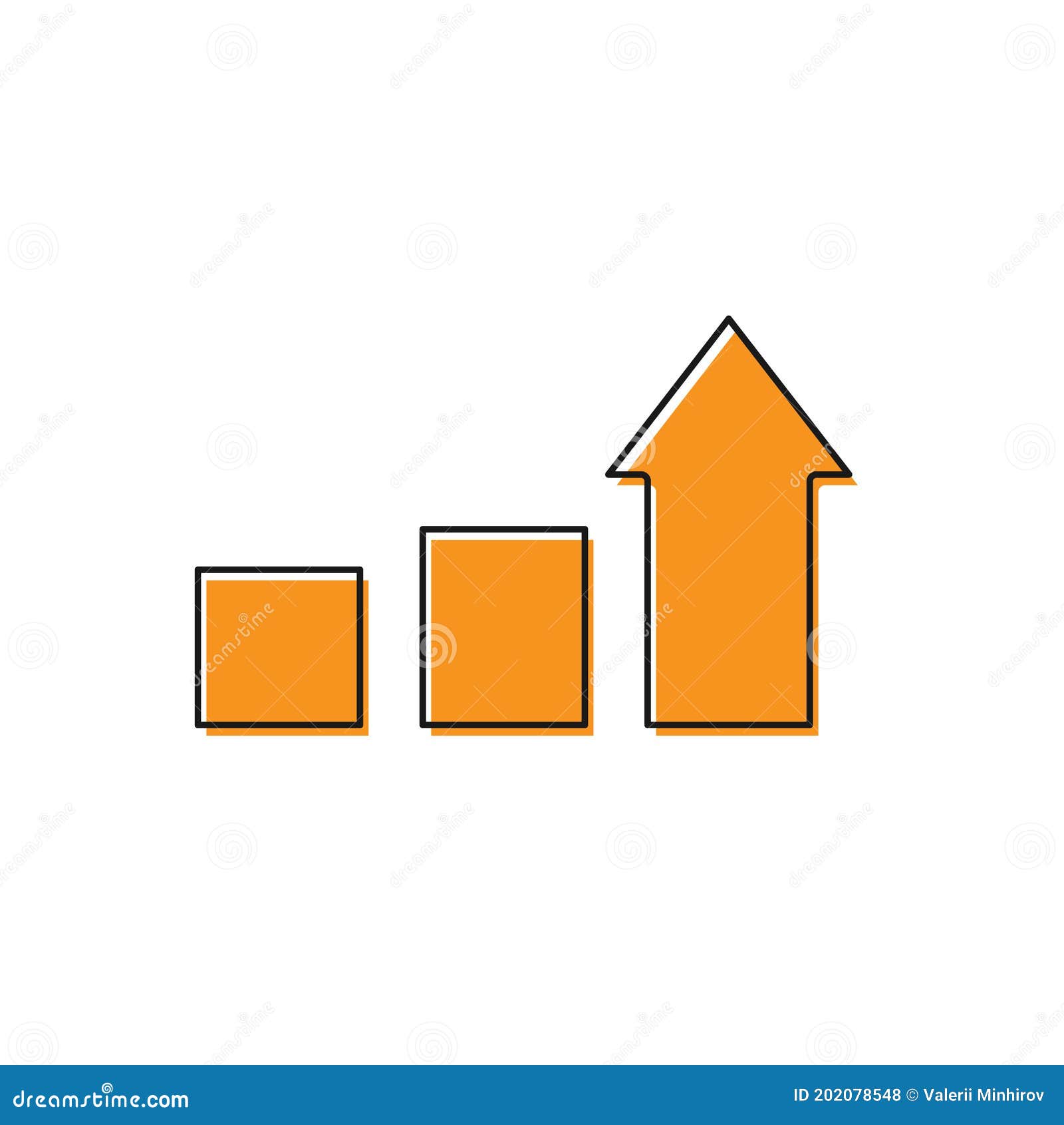 Orange Financial Growth Icon Isolated on White Background. Increasing Revenue Stock Vector ...