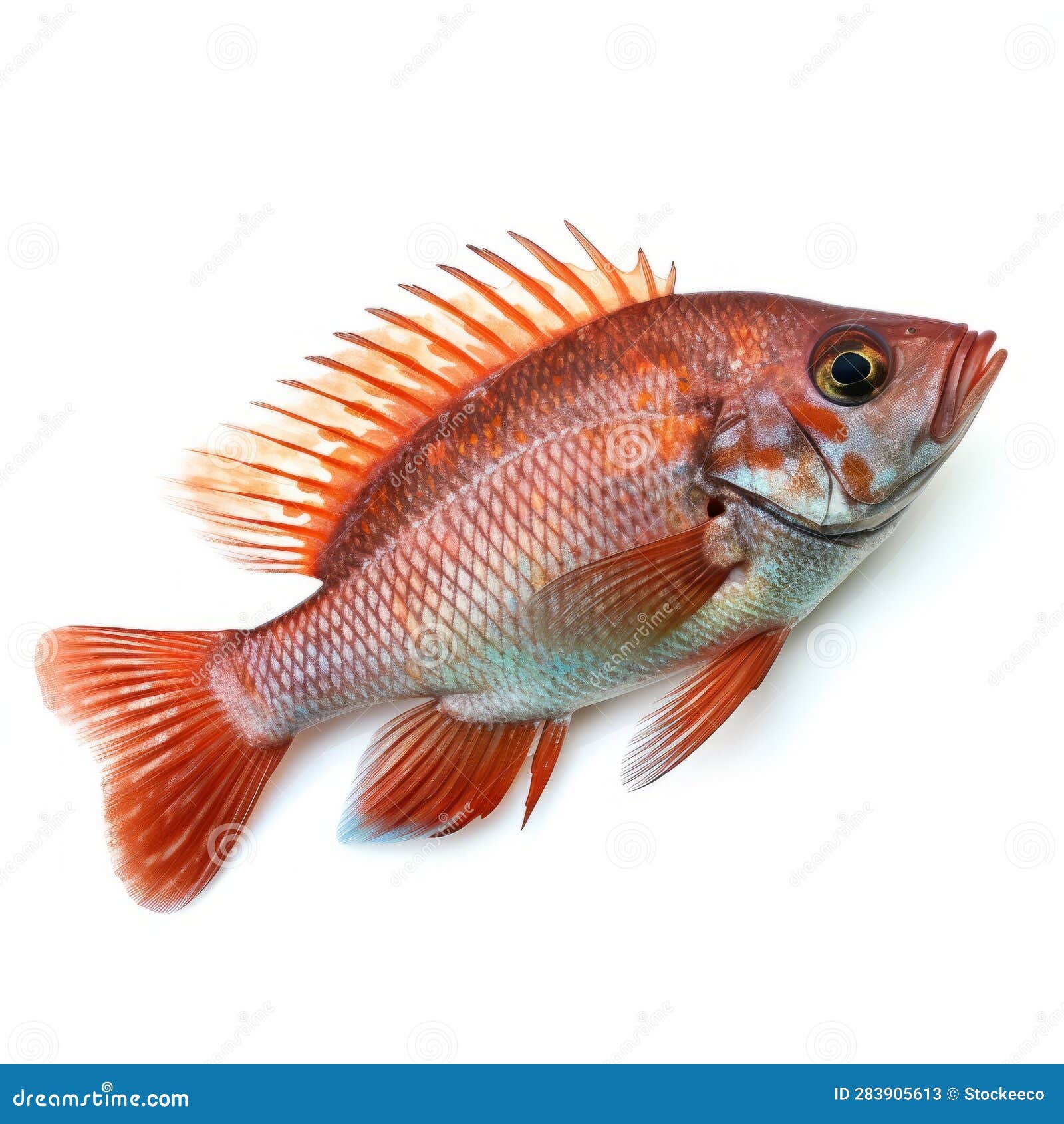Carnivalcore Red Fish on White Background - Photorealistic 8k Art Stock ...