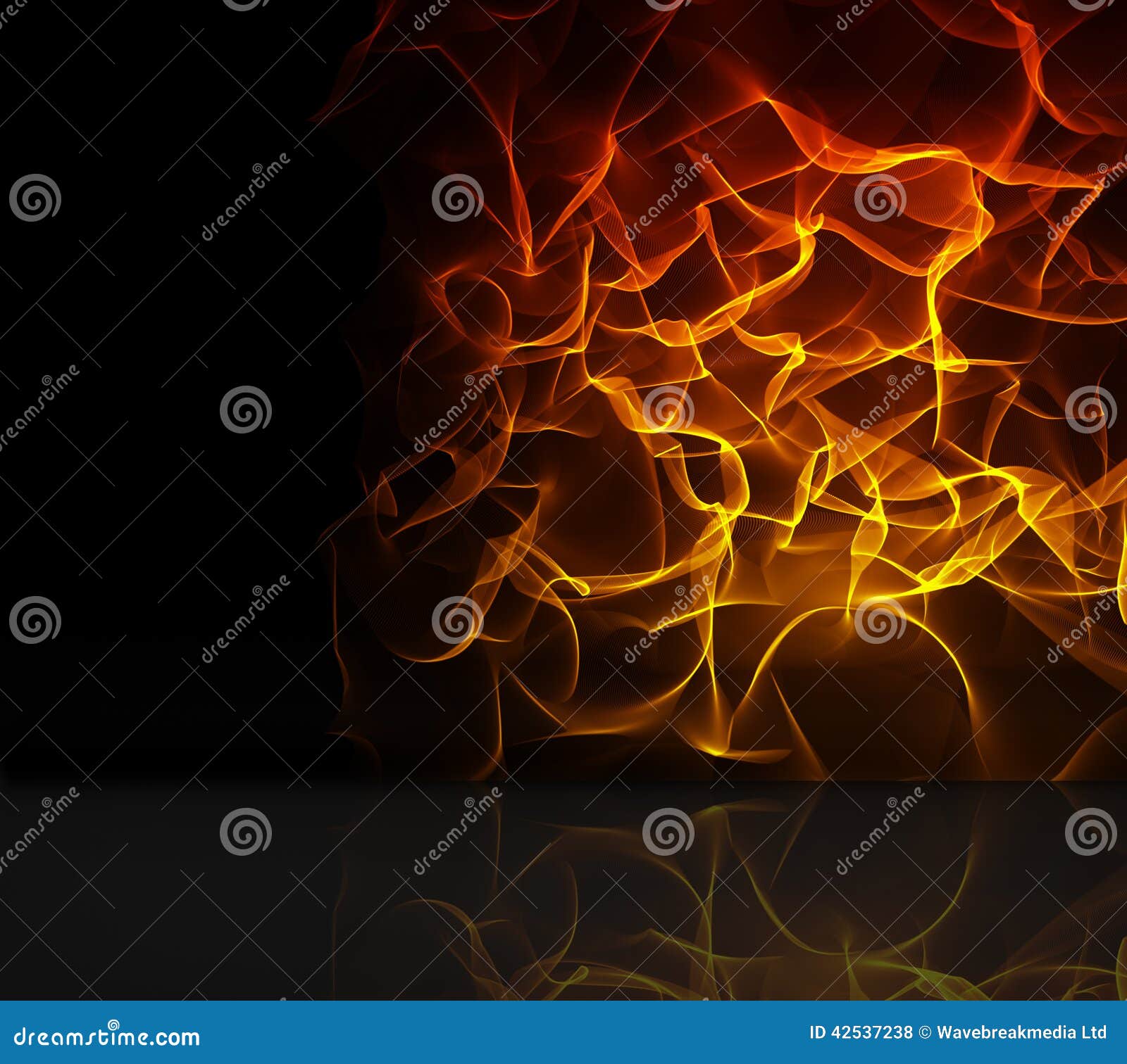 Orange Fire Design on Black Stock Illustration - Illustration of light ...