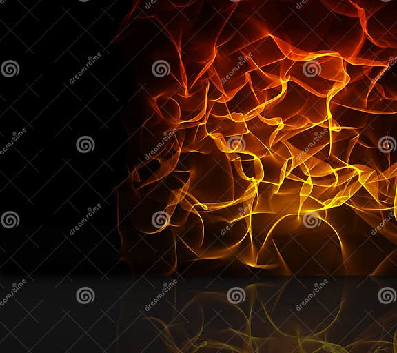 Orange Fire Design on Black Stock Illustration - Illustration of light ...