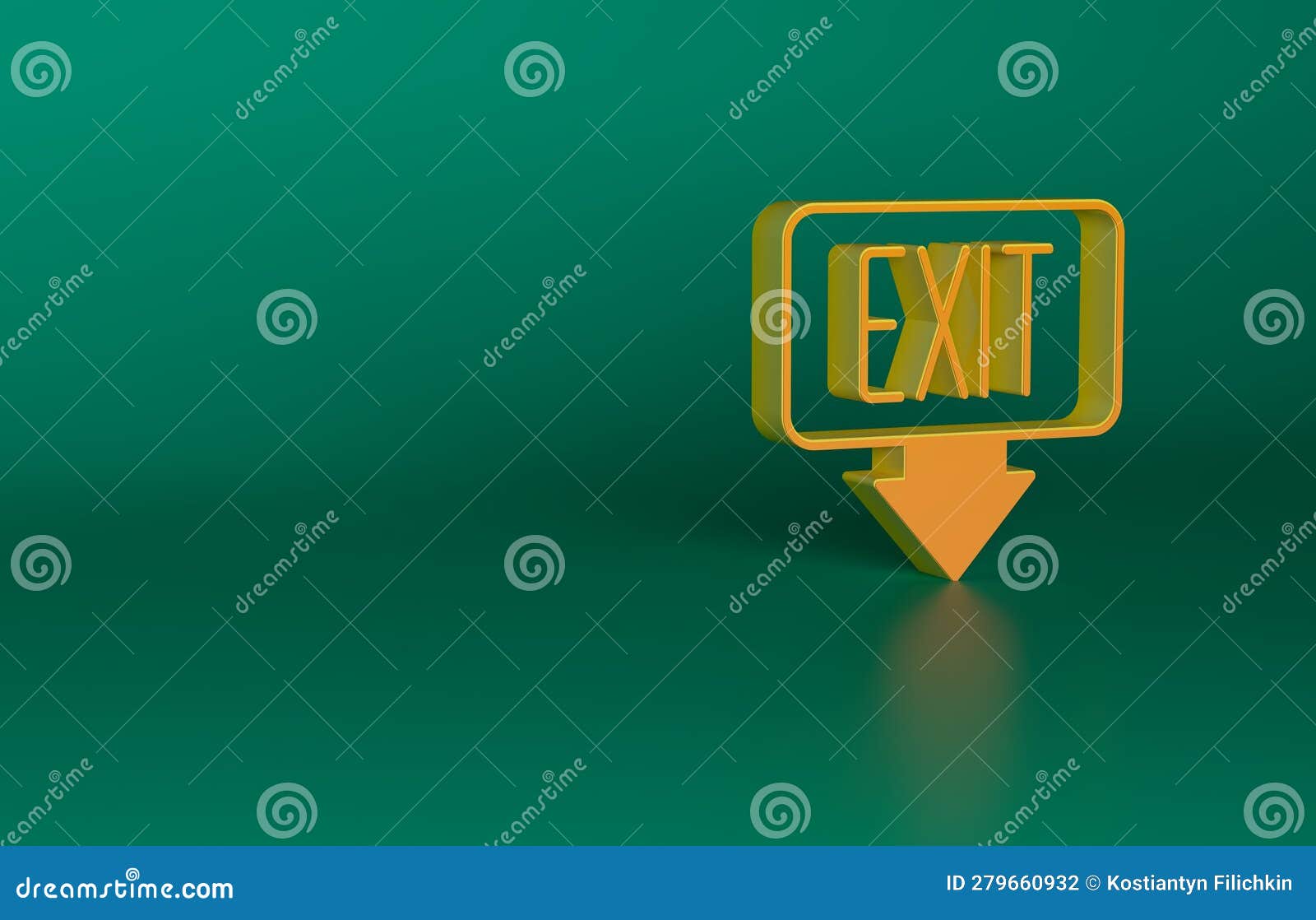 Orange Fire Exit Icon Isolated on Green Background. Fire Emergency Icon ...