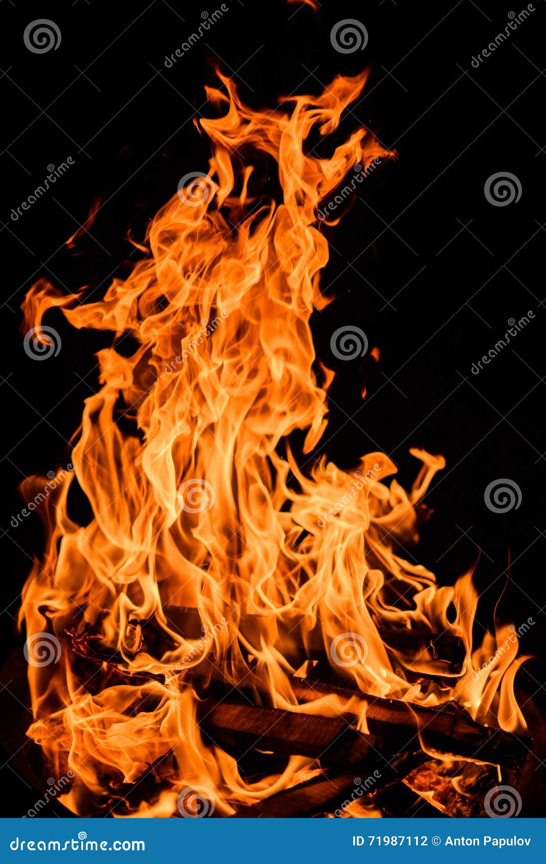 Orange Fire Flames Isolated on Black Background Stock Photo - Image of ...