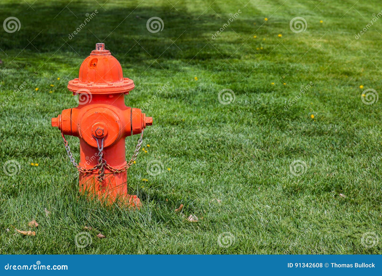 Orange Fire Hydrant in Field Stock Photo - Image of help, chains: 91342608