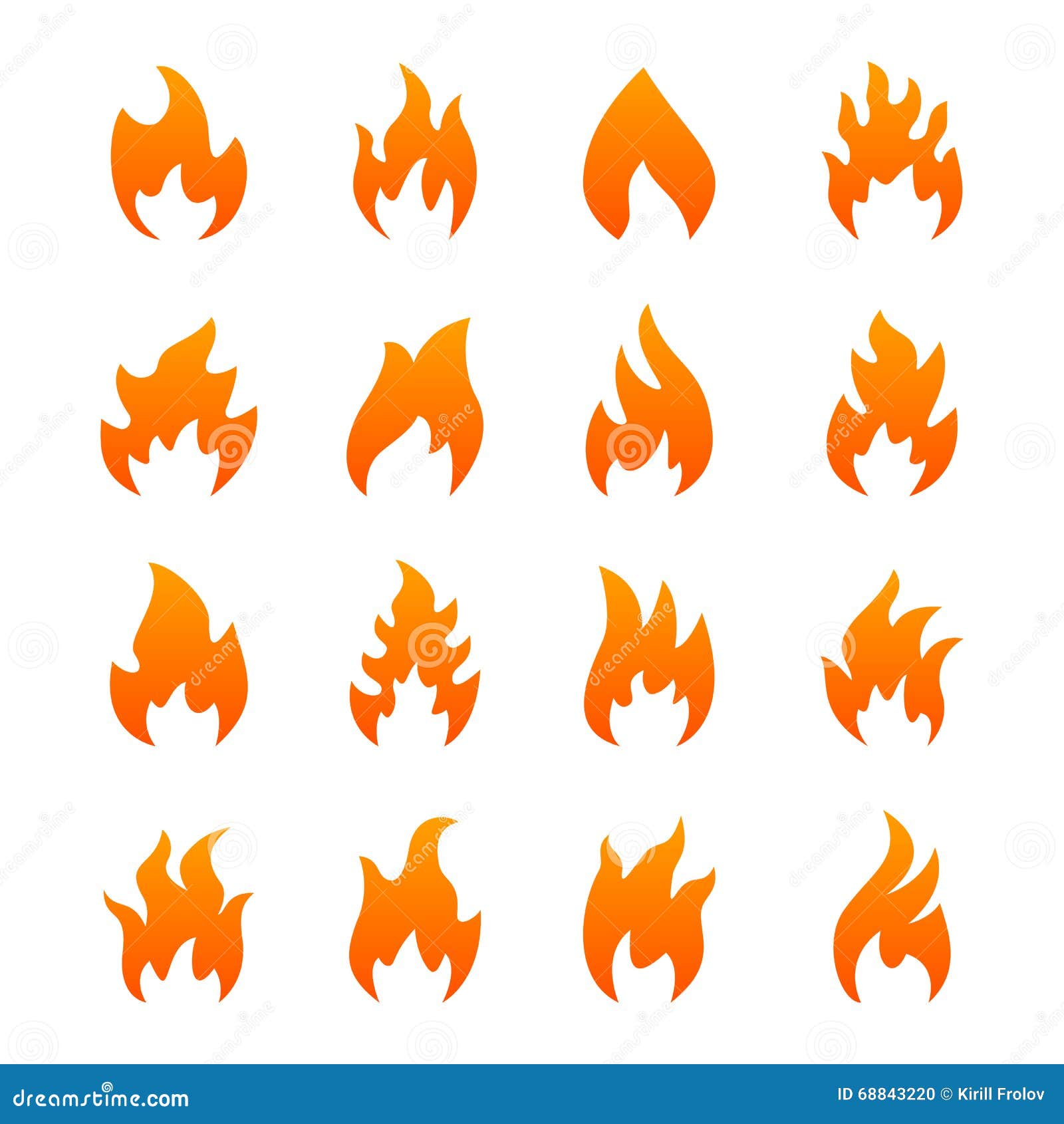 Orange fire icons. stock vector. Illustration of flare - 68843220