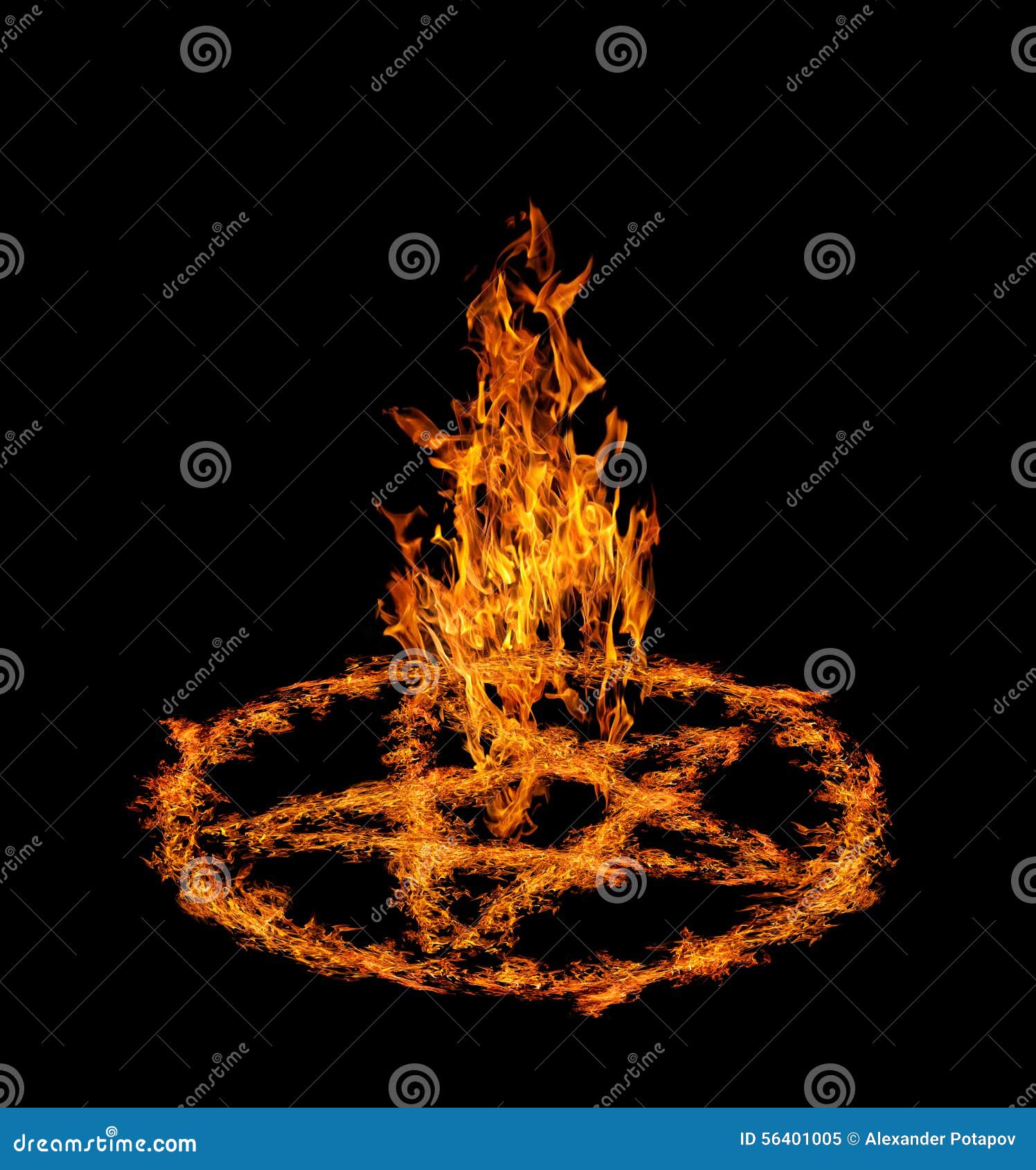 Orange Fire Pentagram Isolated on Black Stock Image - Image of fire ...