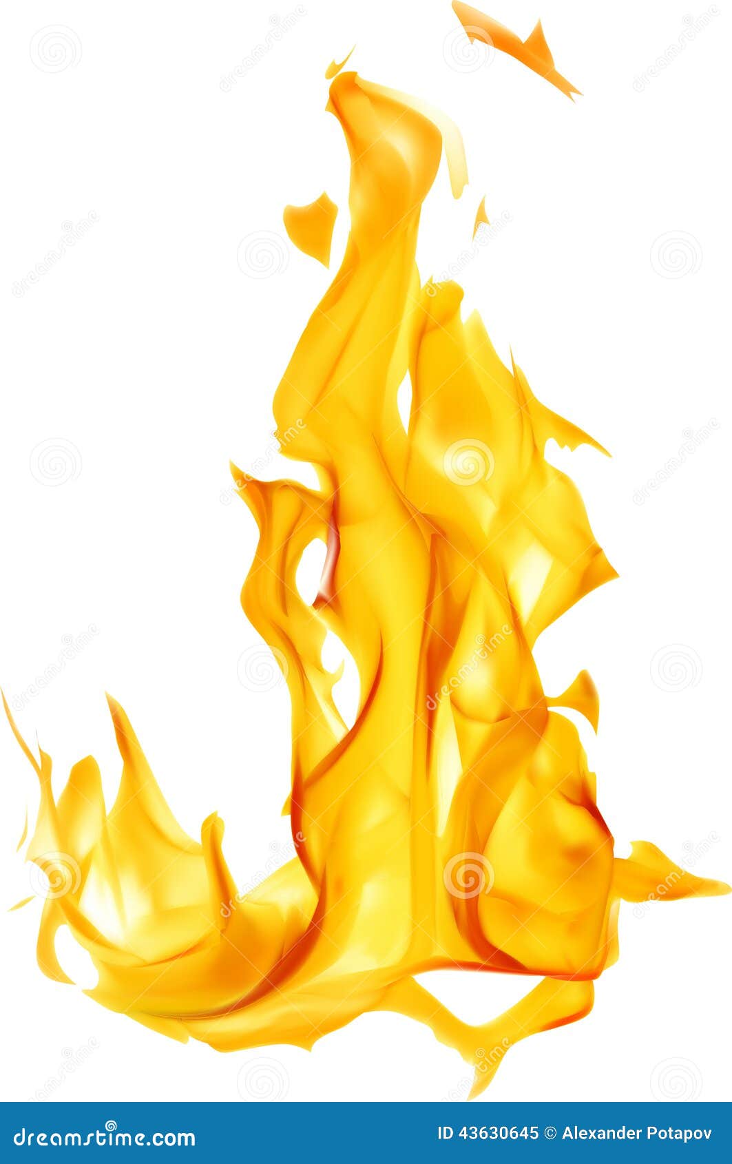 Orange Fire on White Illustration Stock Vector - Illustration of heat ...