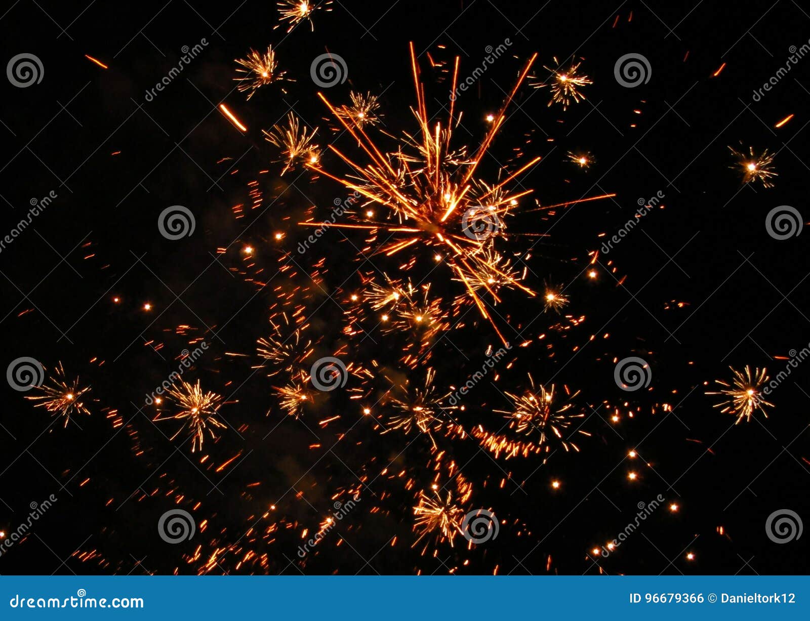 Orange fireworks close-up stock photo. Image of orange - 96679366