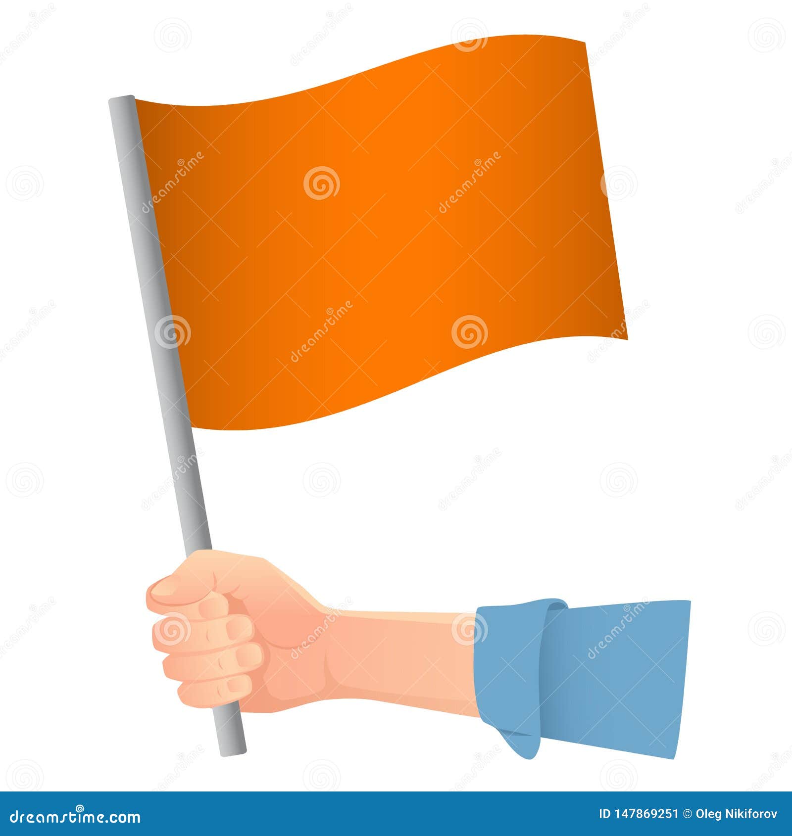 Orange flag in hand stock illustration. Illustration of small - 147869251