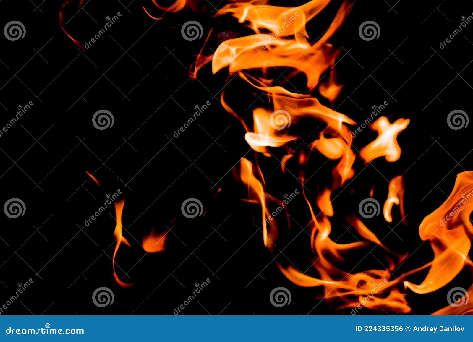 Orange Flame Burning Fire Isolated on Black Background Stock Photo ...