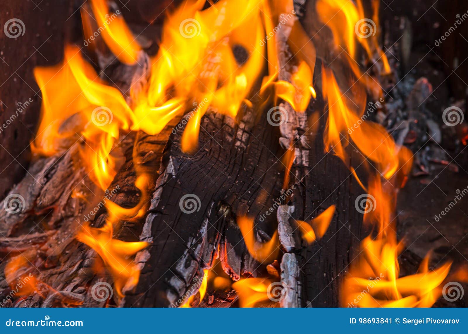 Orange Flame Pierces the Burnt Boards Bright Fire Stock Image - Image ...