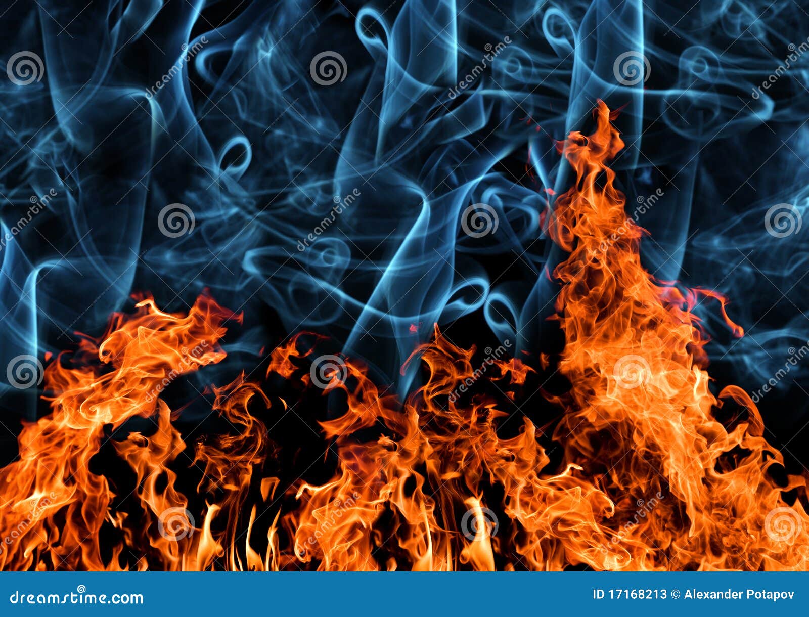 Orange Flame with Smoke on Black Stock Image - Image of background ...