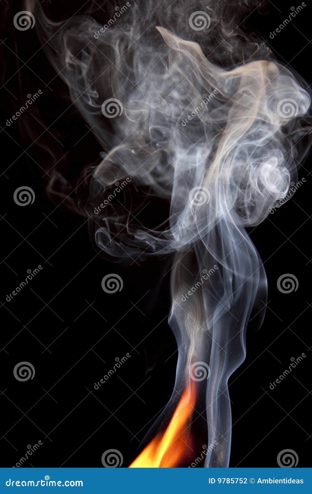 Orange Flame with Smoke Rising Stock Photo - Image of fragrance ...