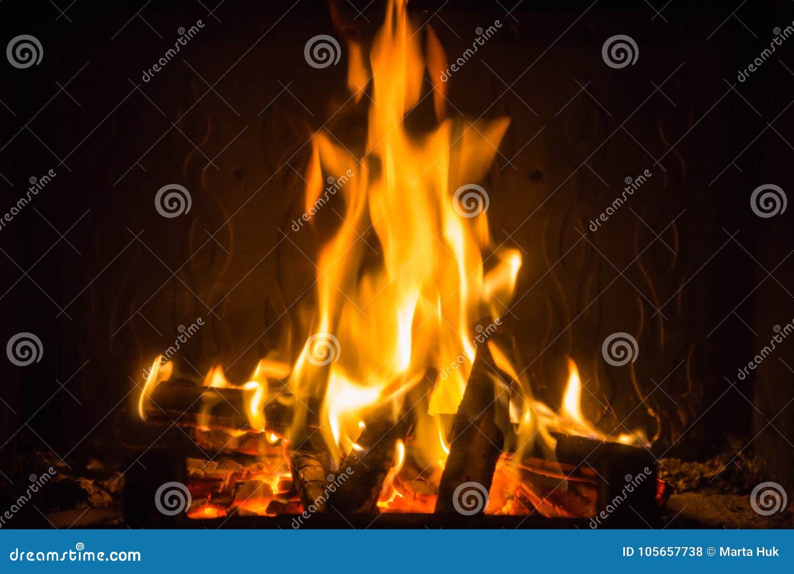 Orange Flames of Fire in Fireplace Stock Photo - Image of fiery ...