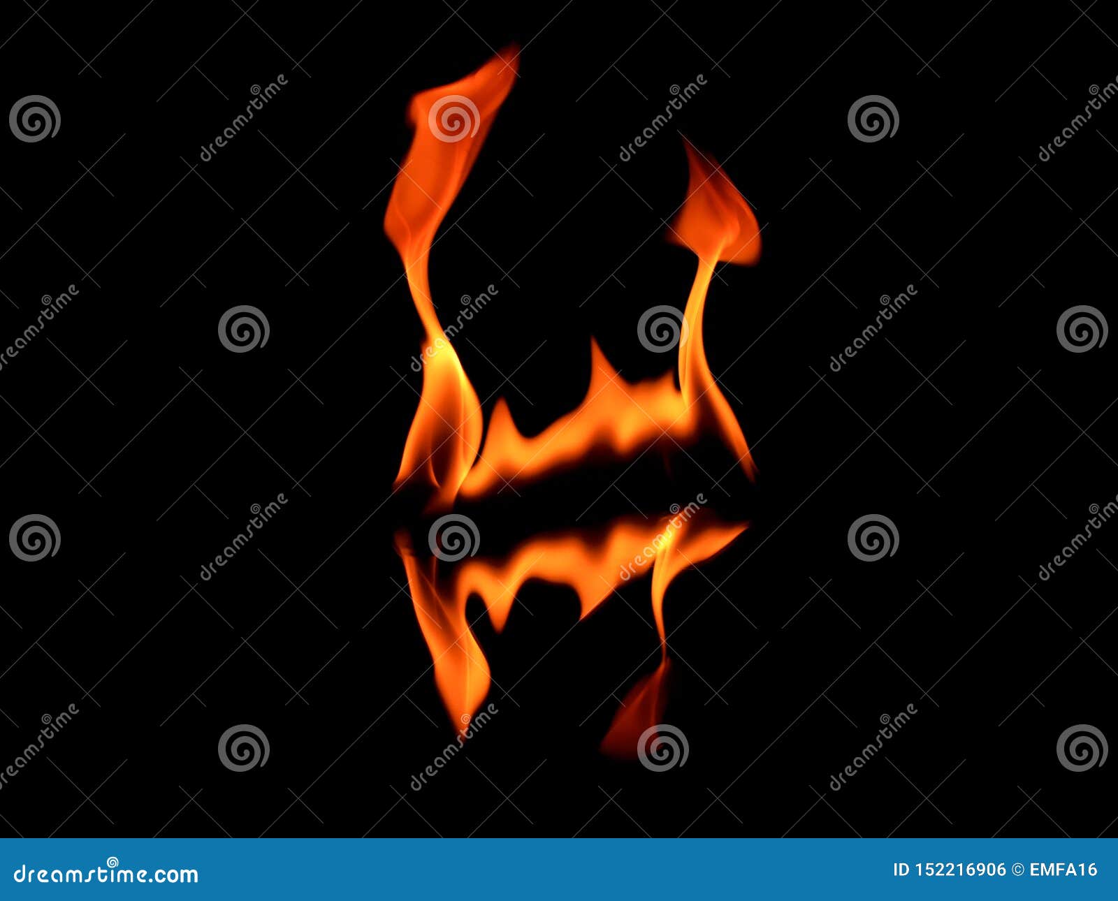 Orange Flames in Mirror Reflection Stock Illustration - Illustration of ...