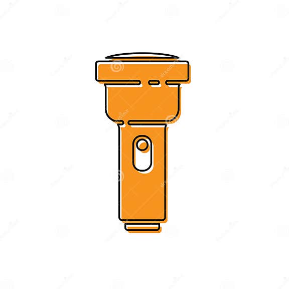 Orange Flashlight Icon Isolated on White Background. Vector ...