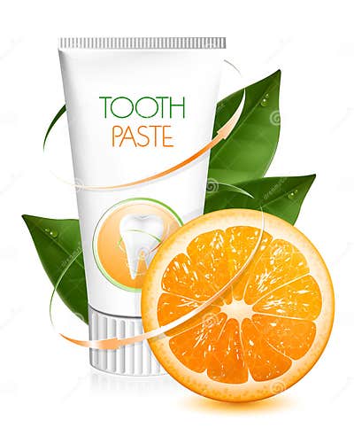 Orange flavor toothpaste. stock vector. Illustration of realistic ...