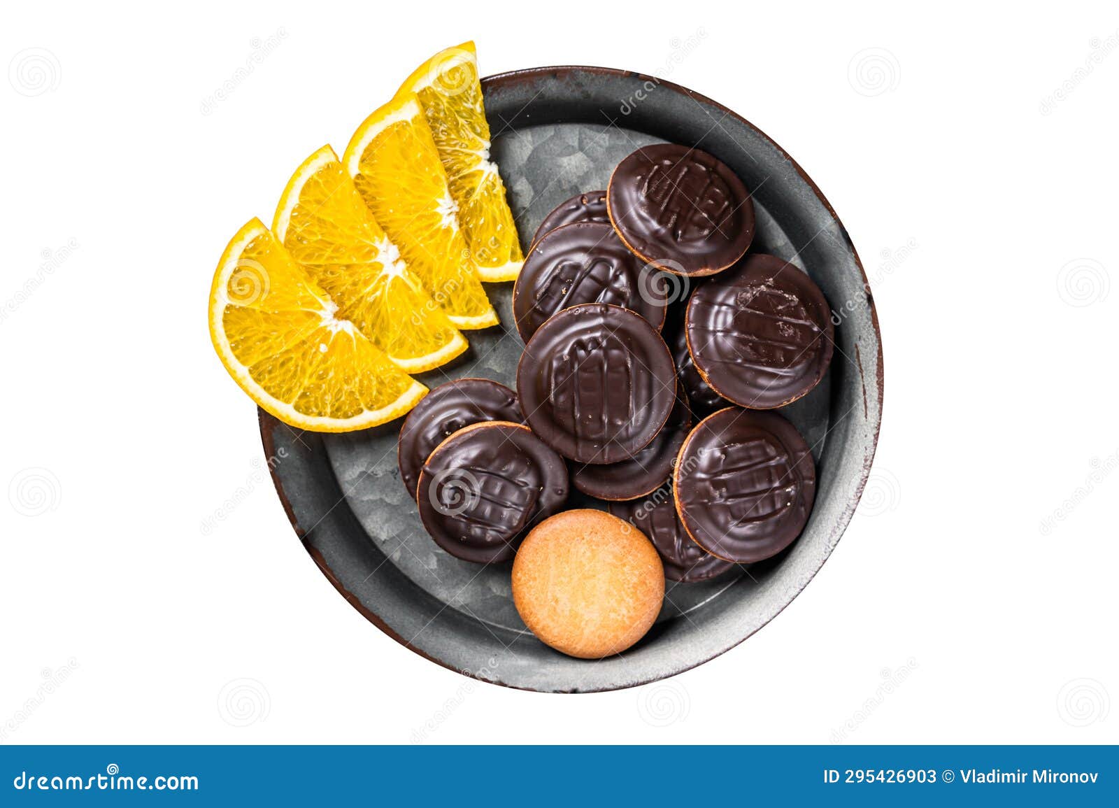 Orange Flavored Round Jaffa Cakes with Chocolate. Isolated on White ...