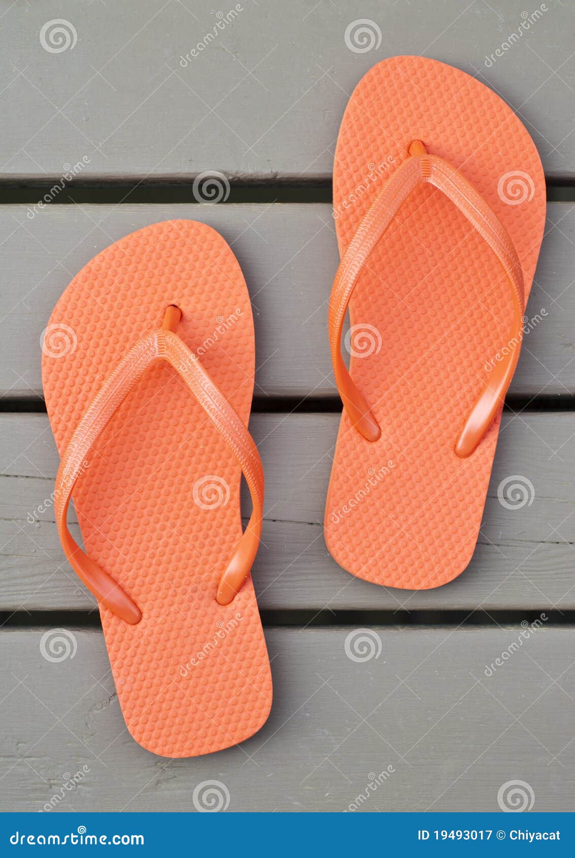 Orange Flip Flops on the Deck Stock Image - Image of orange, casual ...
