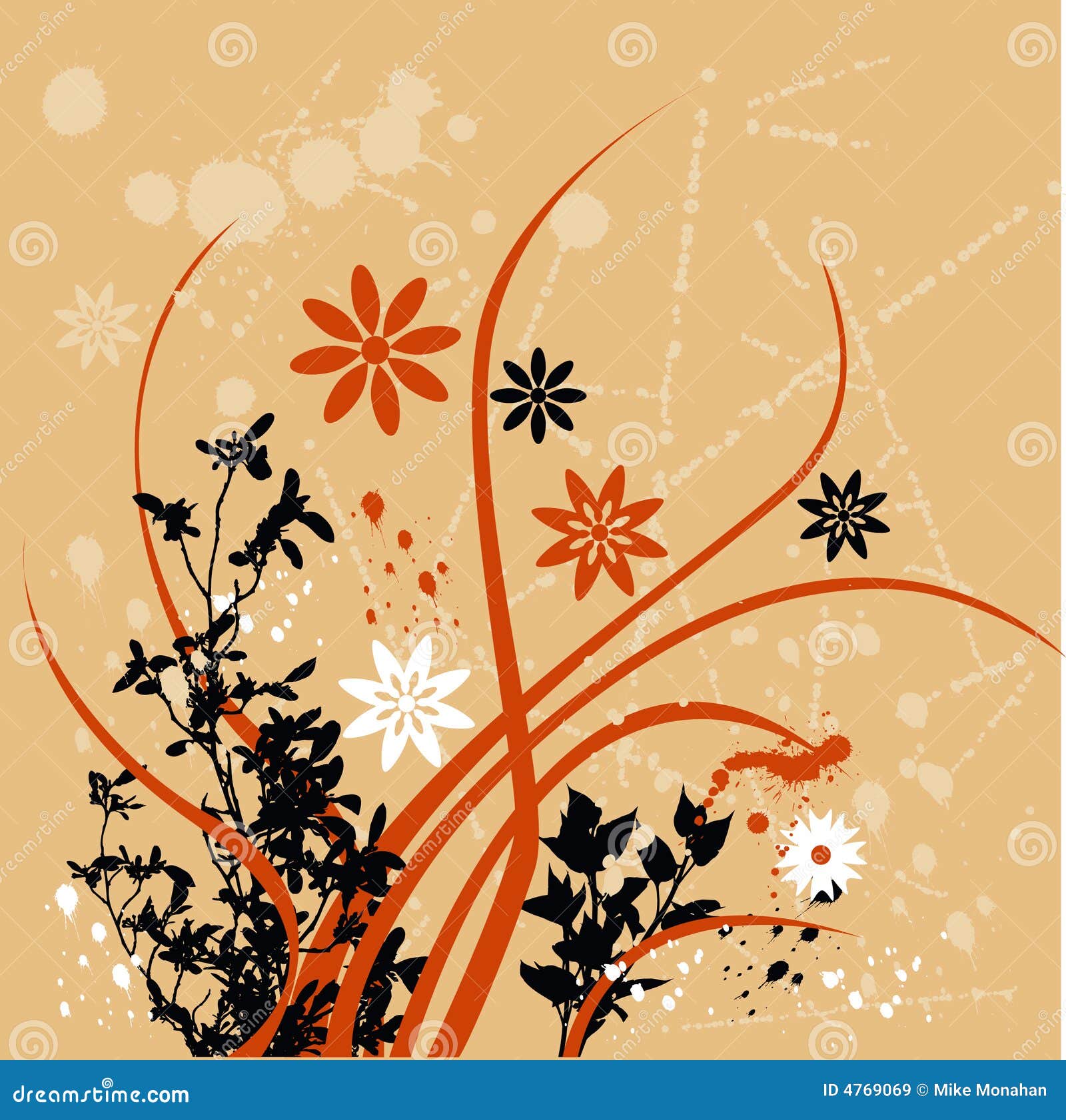 Orange Floral Background stock vector. Illustration of graphic - 4769069