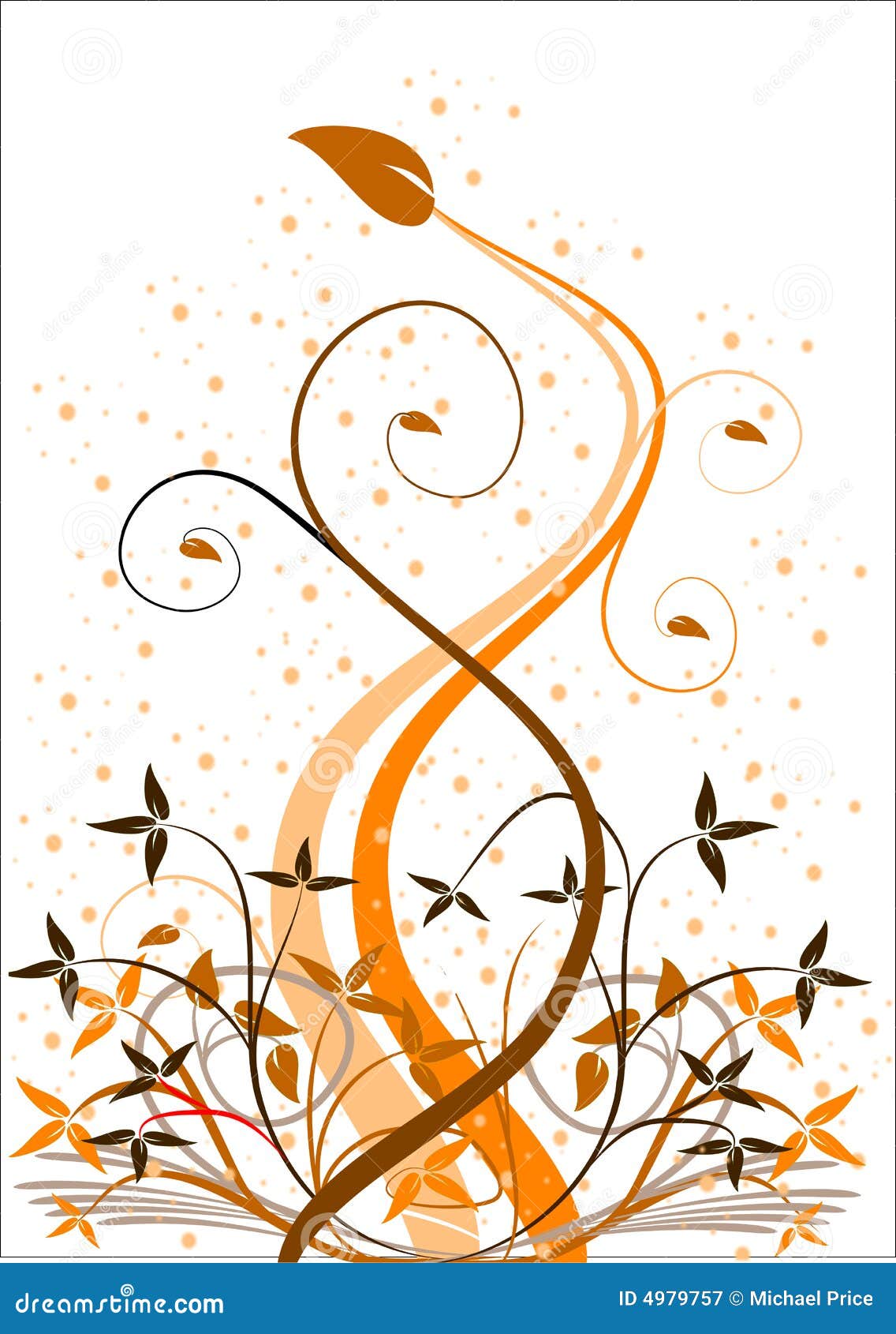 Orange Floral Background stock vector. Illustration of swirls - 4979757