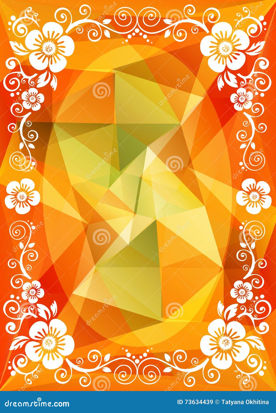 Orange floral border stock vector. Illustration of bright - 73634439