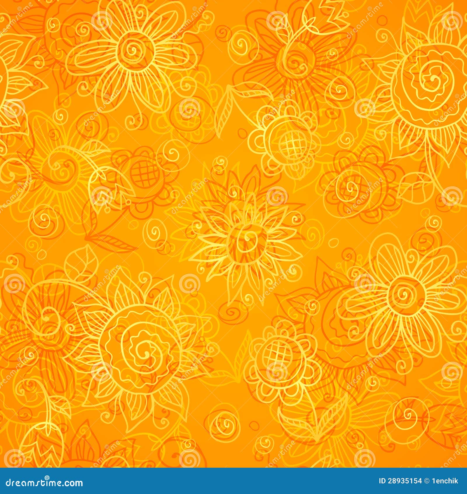 Orange Floral Bright Vector Seamless Pattern Stock Vector ...