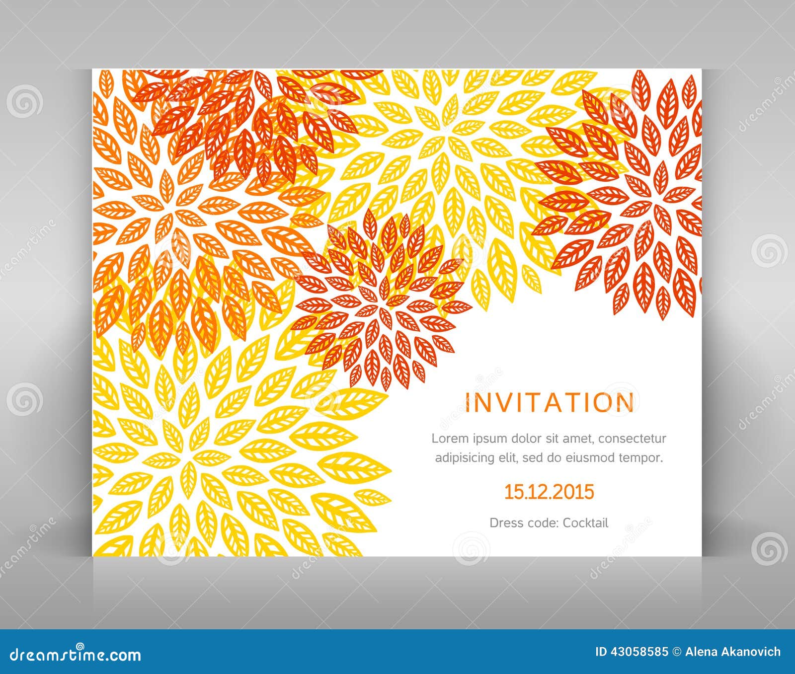 Orange floral invitation. stock vector. Illustration of elegant - 43058585