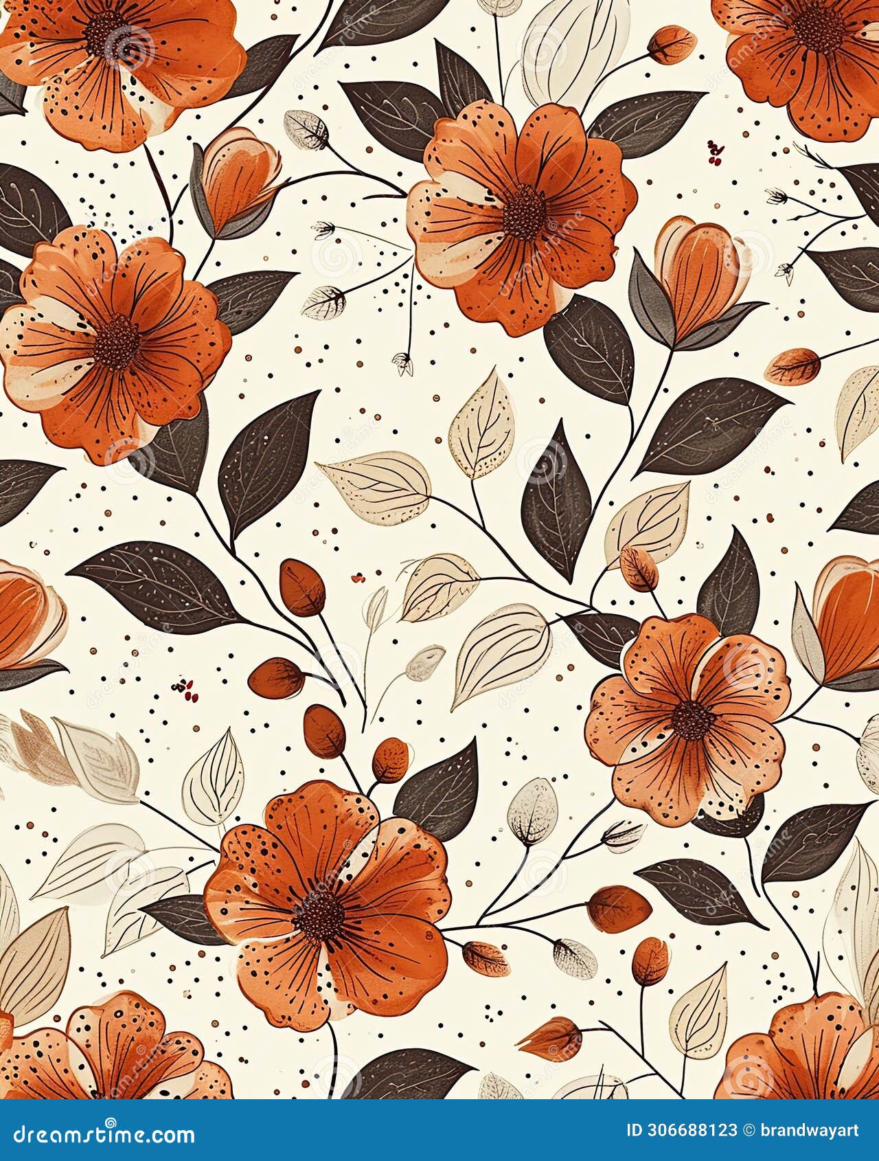 Orange Flower Pattern on White Background Stock Illustration ...