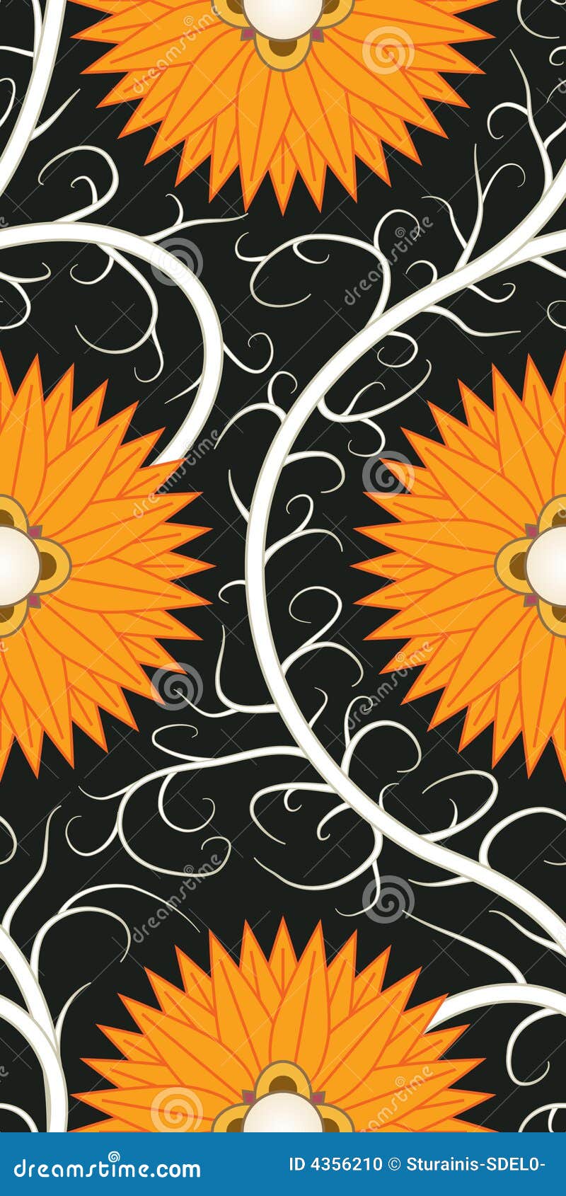 Orange Flower Seamless Pattern Stock Vector - Illustration of vector ...