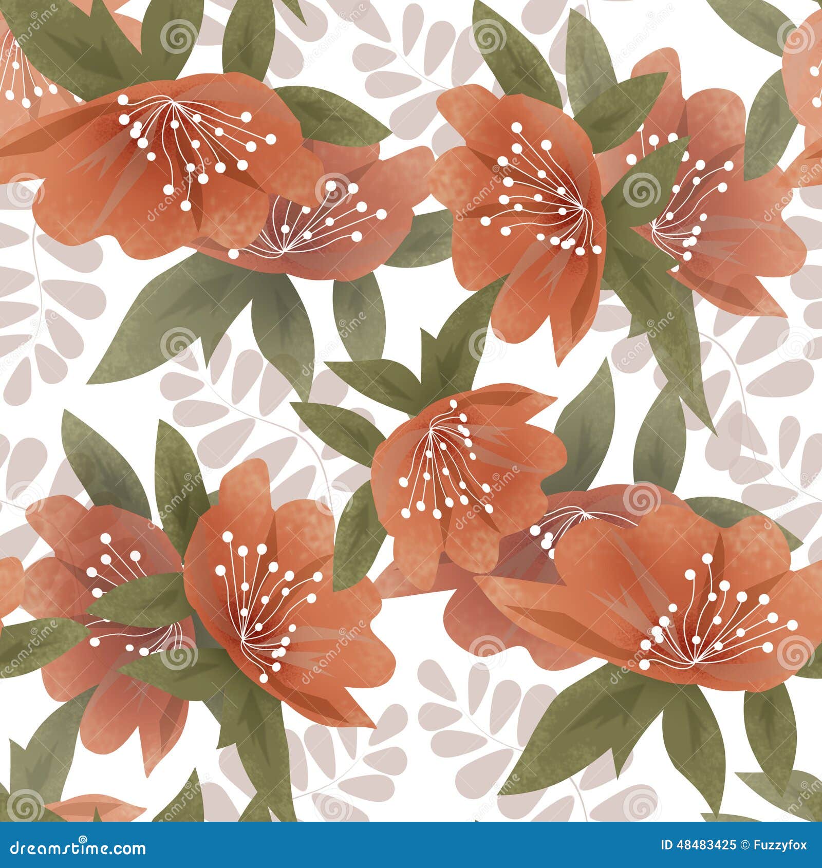 Orange Flowers Retro Abstract Seamless Pattern Texture Background Stock ...