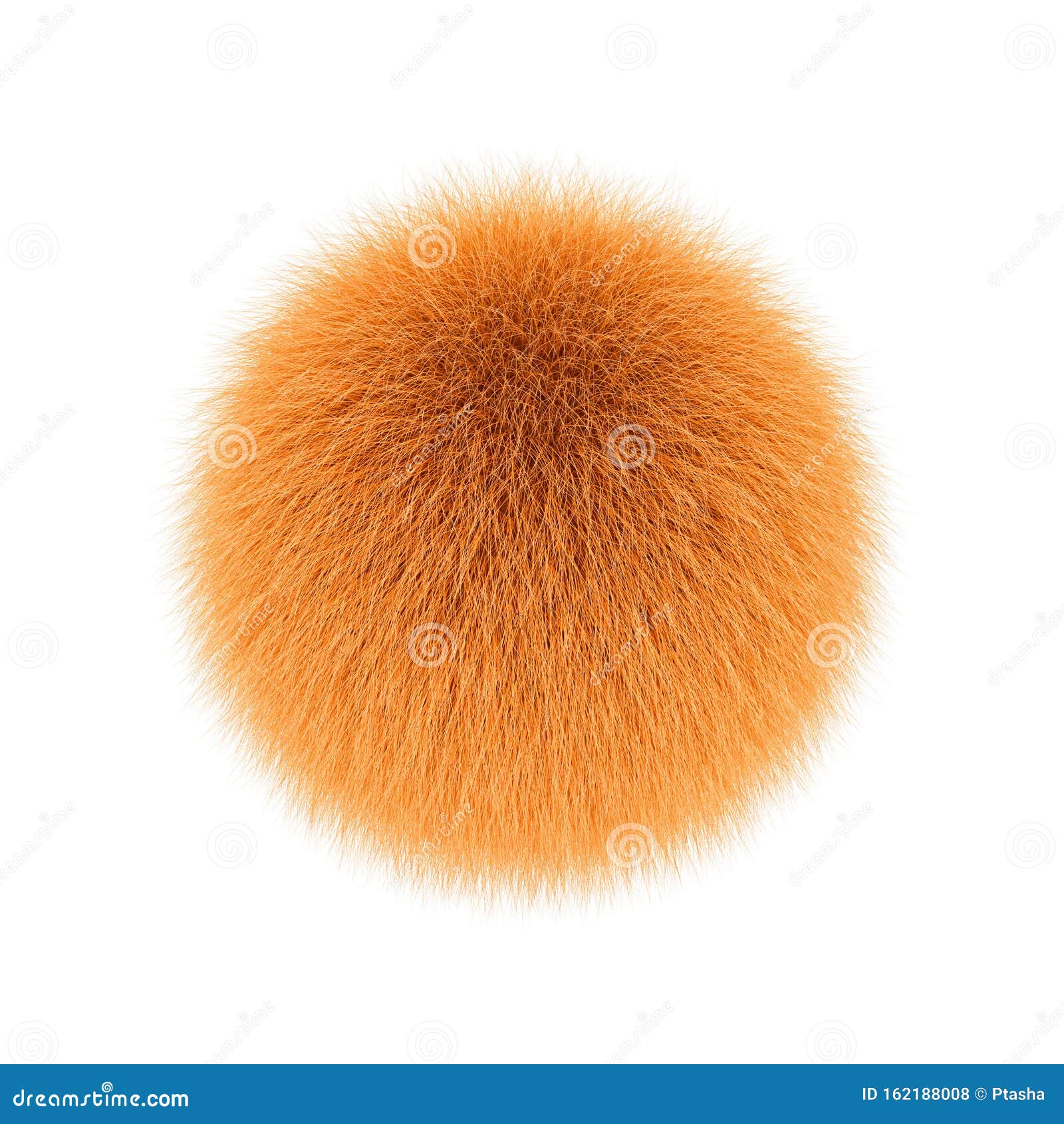 Orange Fluffy Ball, Fur Pompon Isolated on White Stock Illustration ...