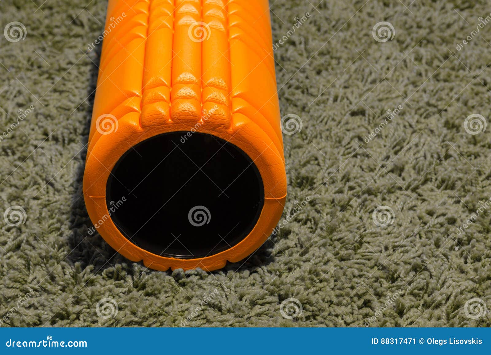 Orange Foam Roller on Grey Background Stock Image - Image of lifestyle ...