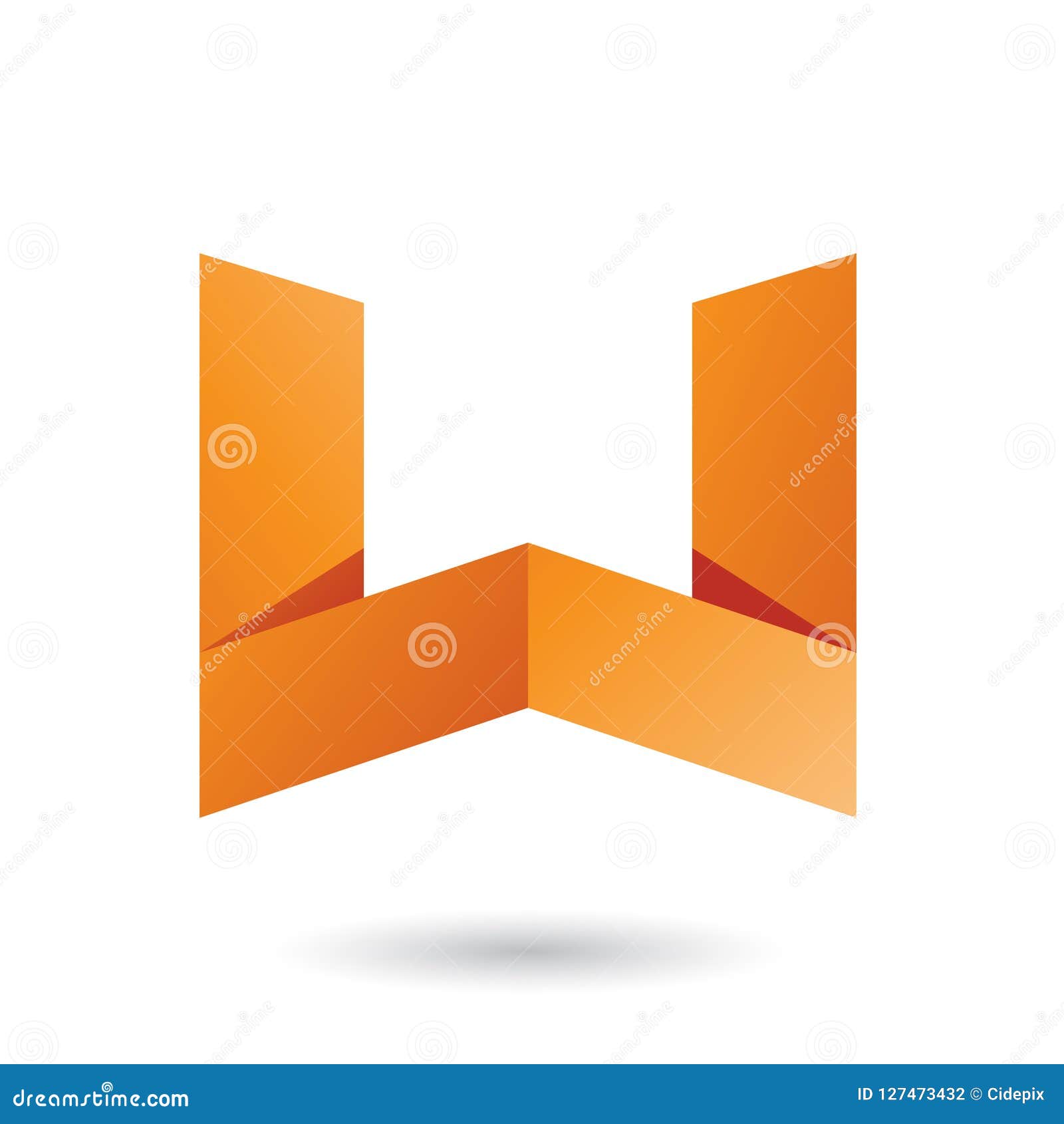 Orange Folded Paper Letter W Vector Illustration Stock Vector ...