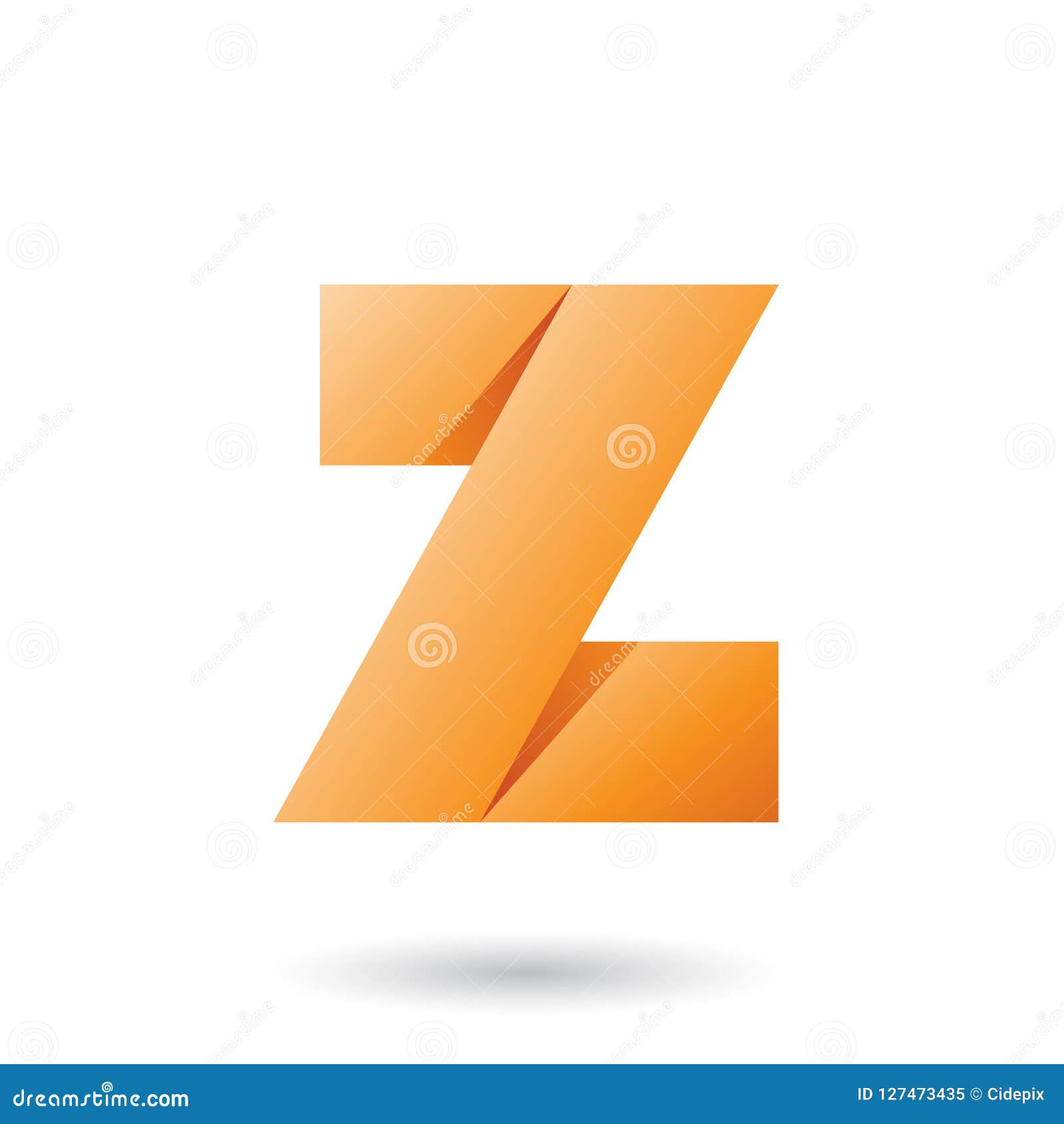 Orange Folded Paper Letter Z Vector Illustration Stock Vector ...