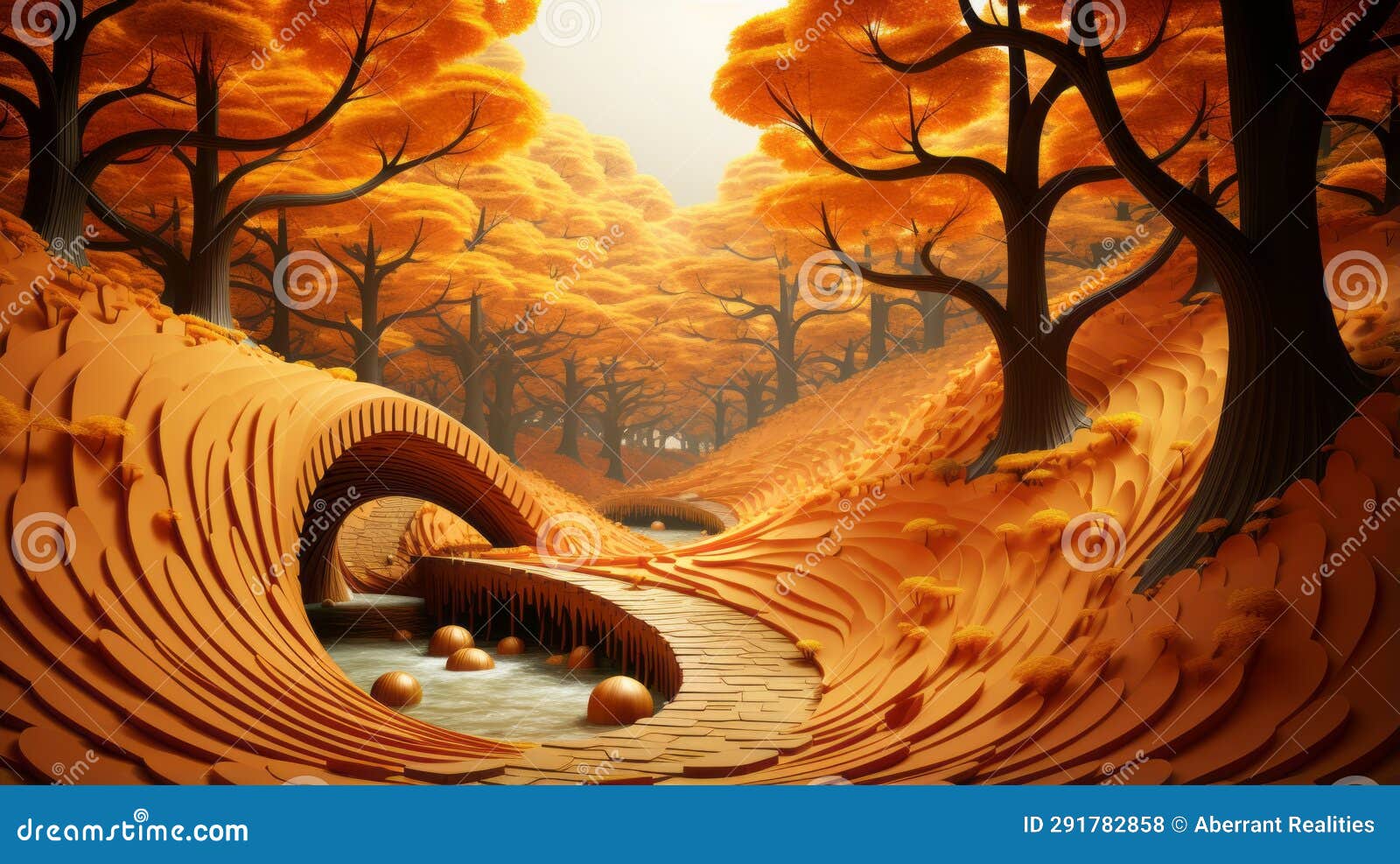 Owl In Orange Forest Yellow Leaves. Long-eared Owl With Orange Oak ...